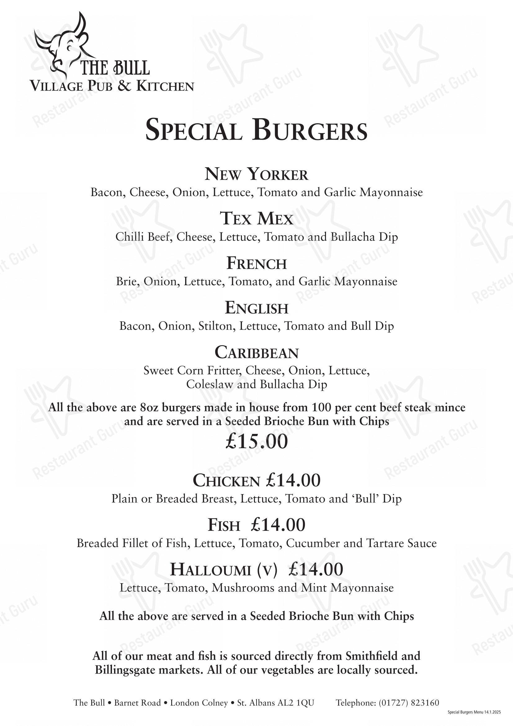 Menu at The Bull pub & bar, London Colney, Bull Cottage