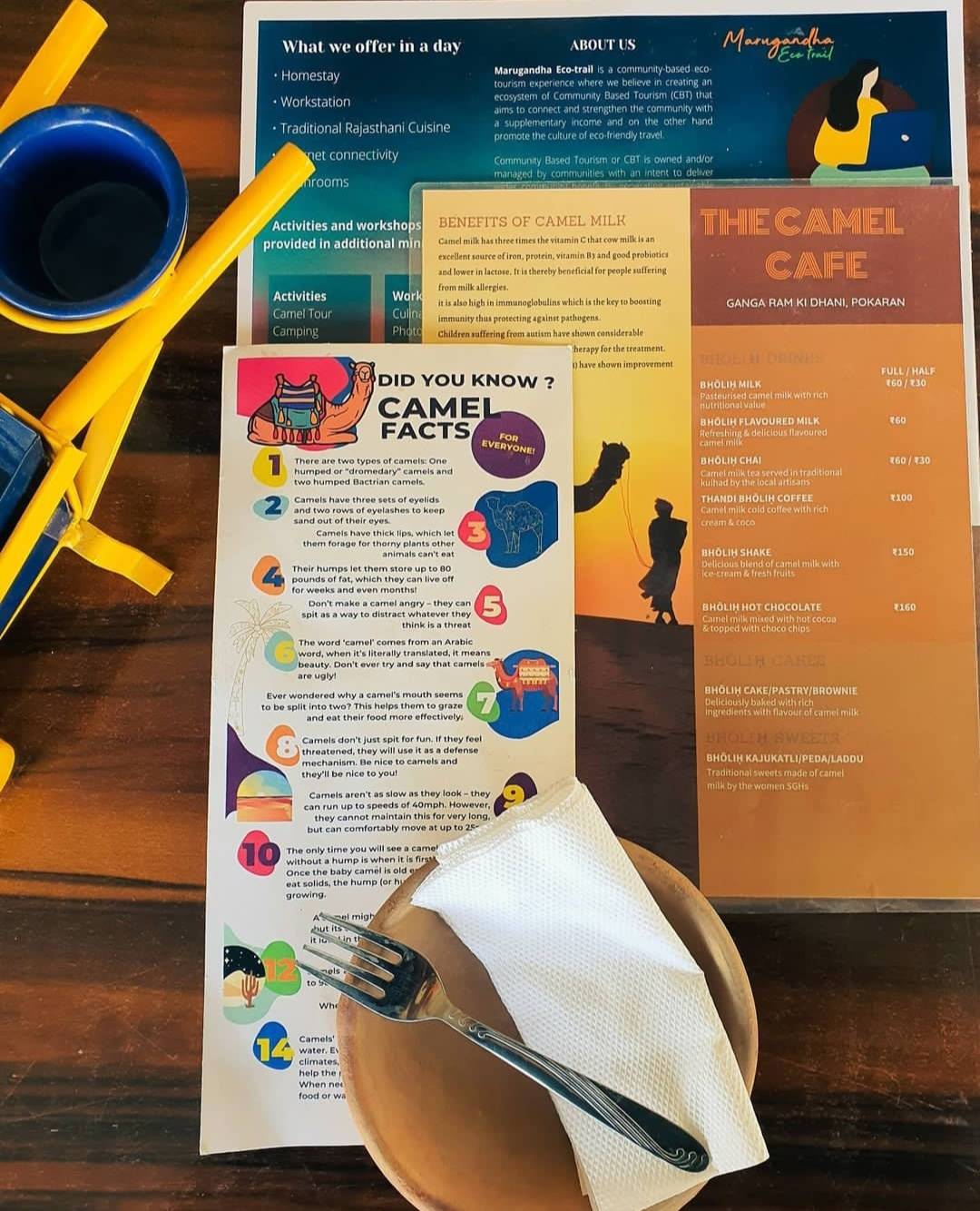 Menu at The Camel Cafe, India
