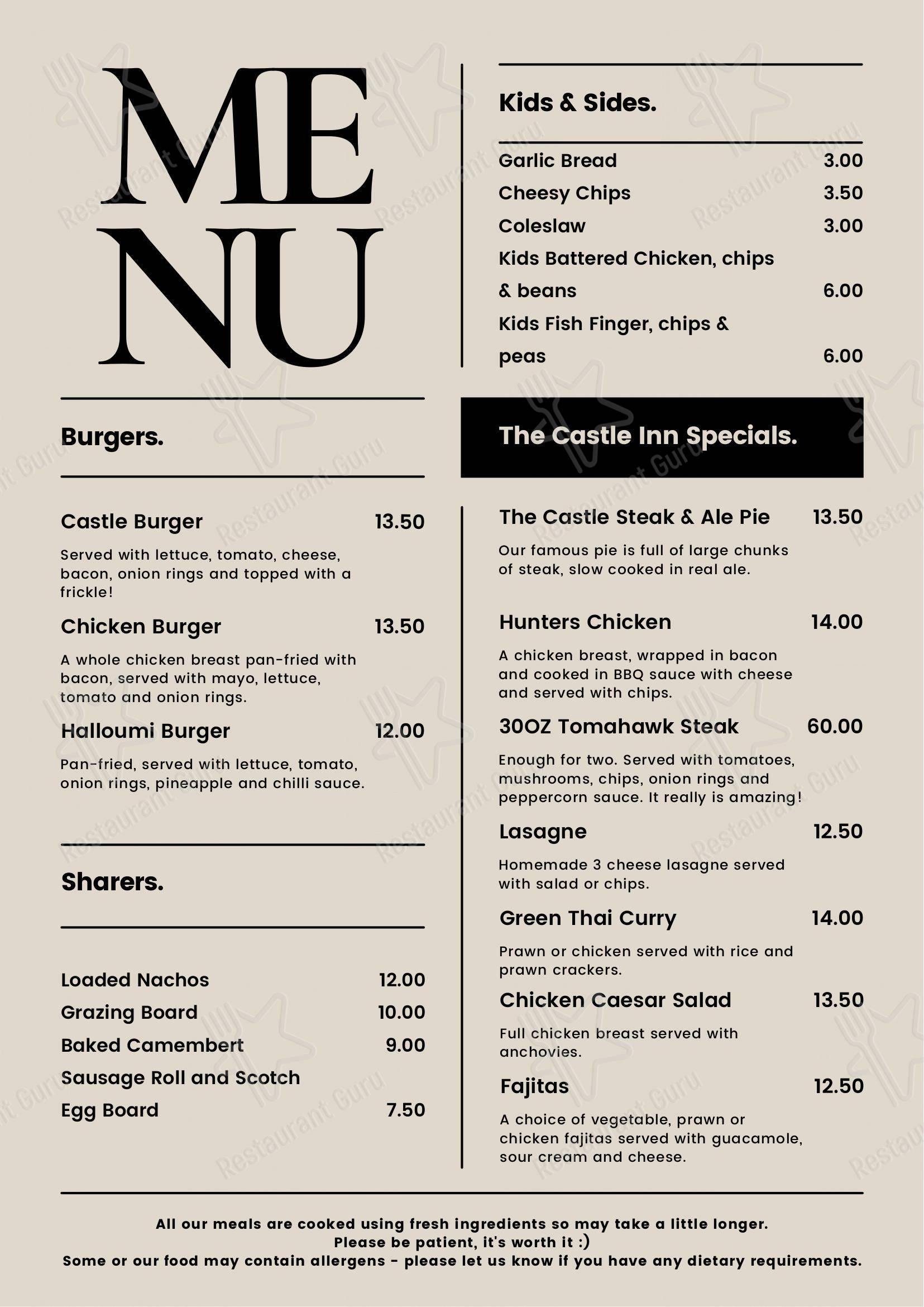 Menu at The Castle Inn And Pantry pub & bar, Castle Bytham