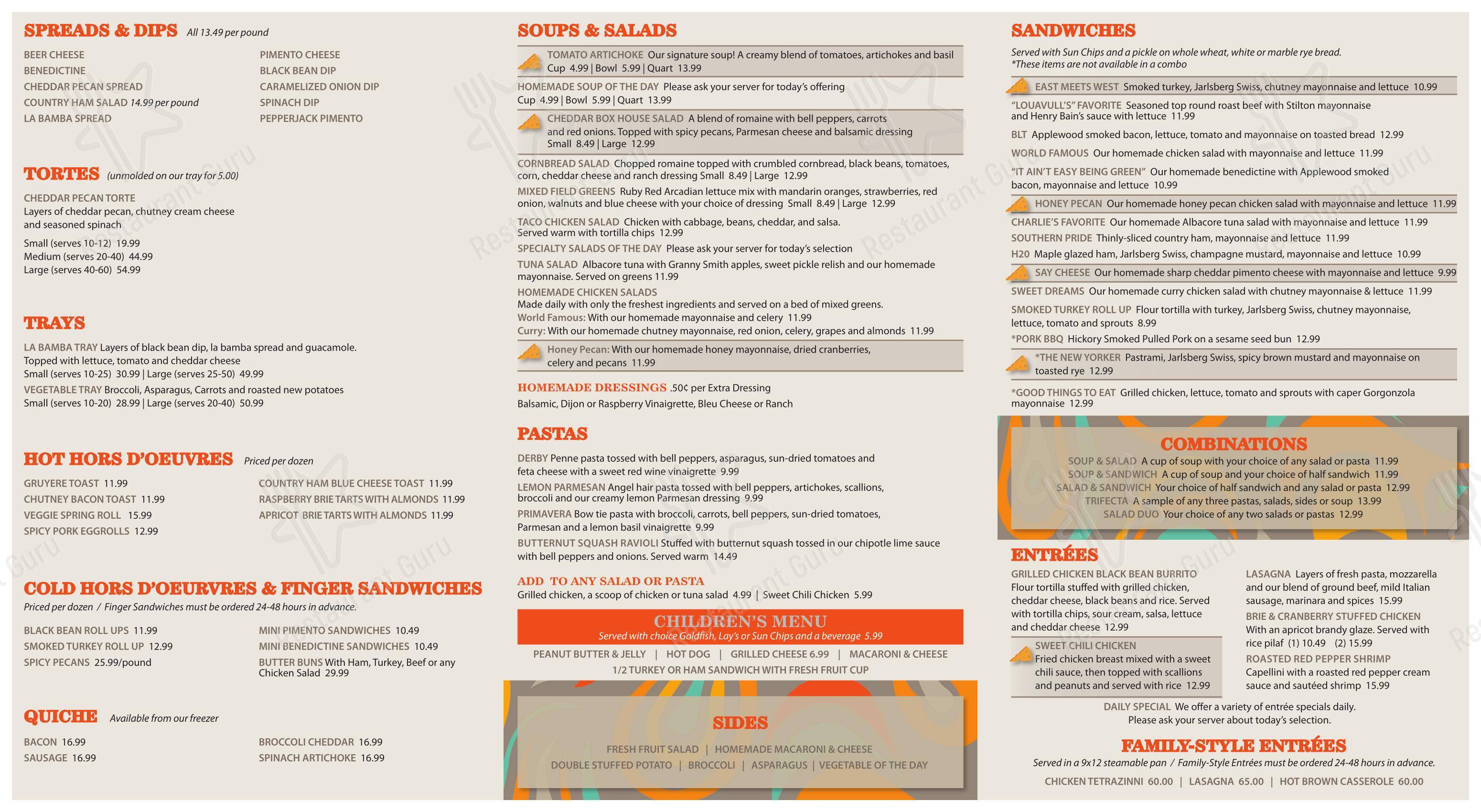 Menu at The Cheddar Box Cafe, Louisville, Shelbyville Rd # 103