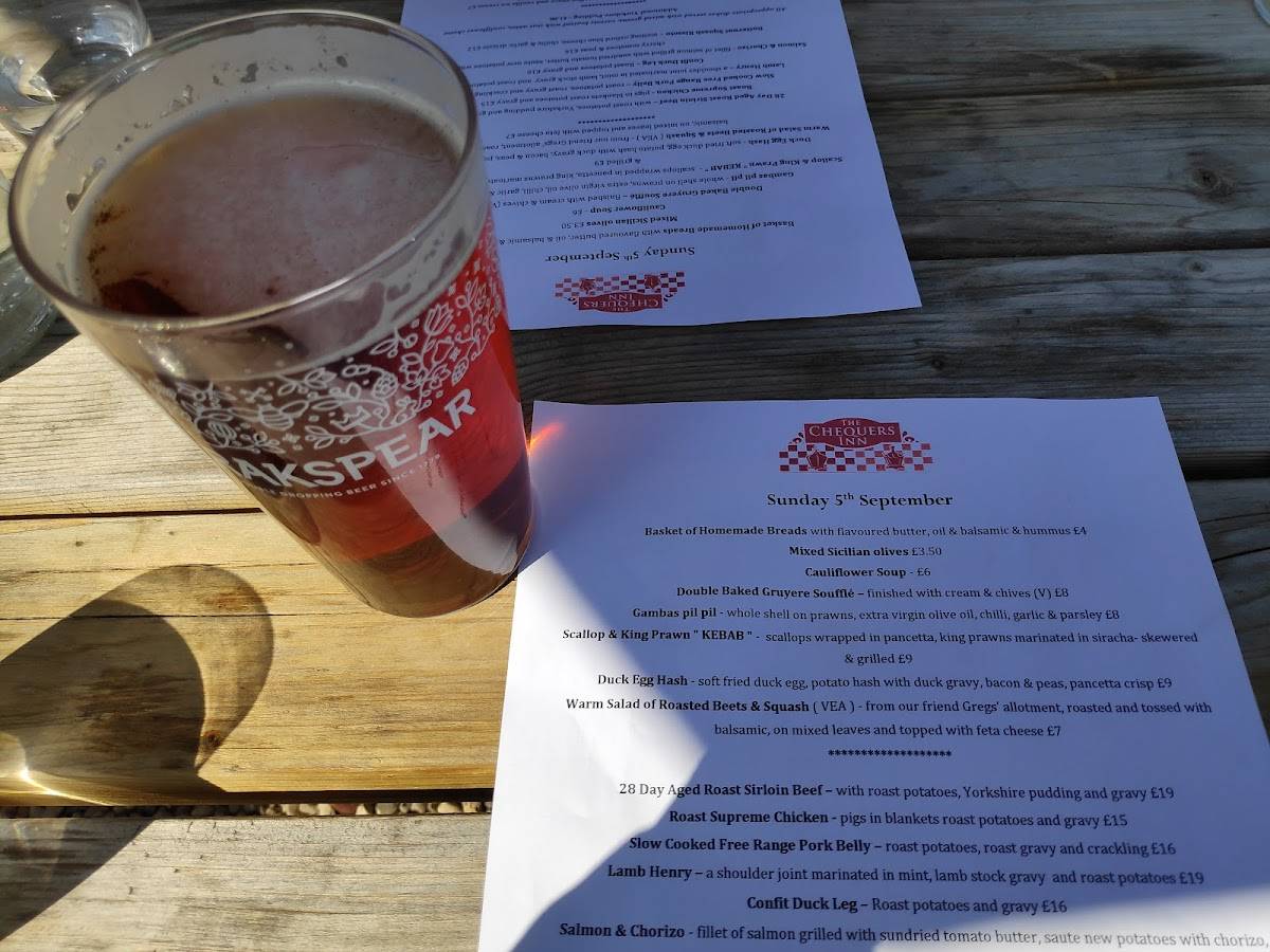 Menu at The Chequers Inn pub & bar, Wallingford, Berrick Salome