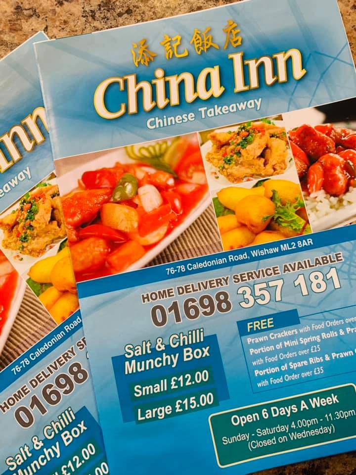 Menu at The China Inn restaurant, Wishaw