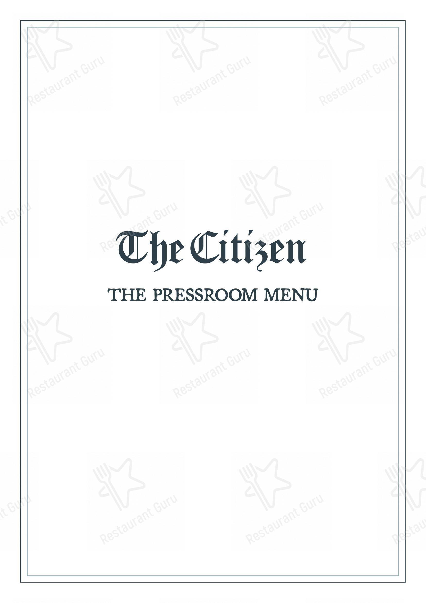 Menu at The Citizen Glasgow restaurant, Glasgow