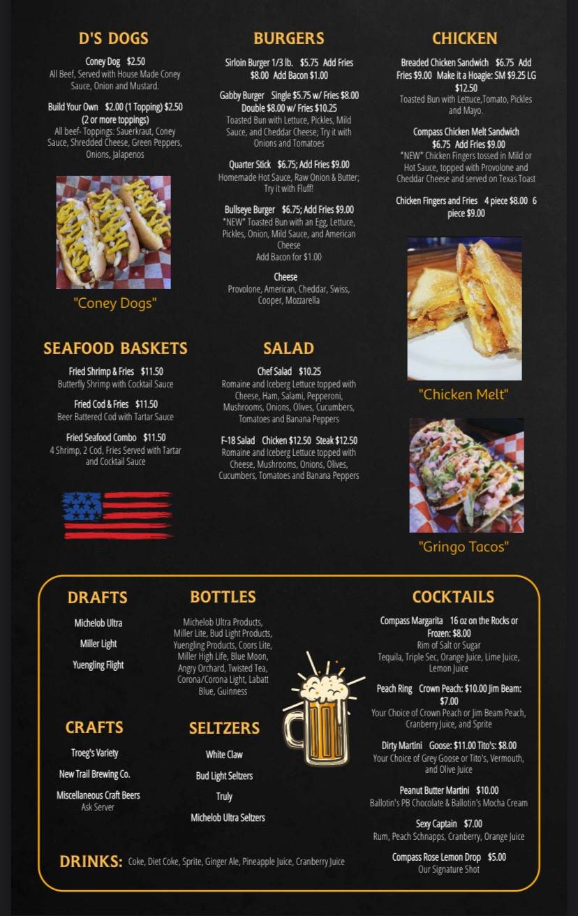 Menu at The Compass Rose Harbor Bar, Frackville