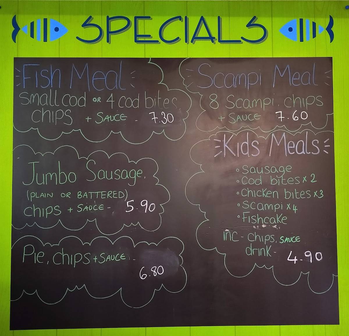 Menu at The Contented Sole fast food, Narberth