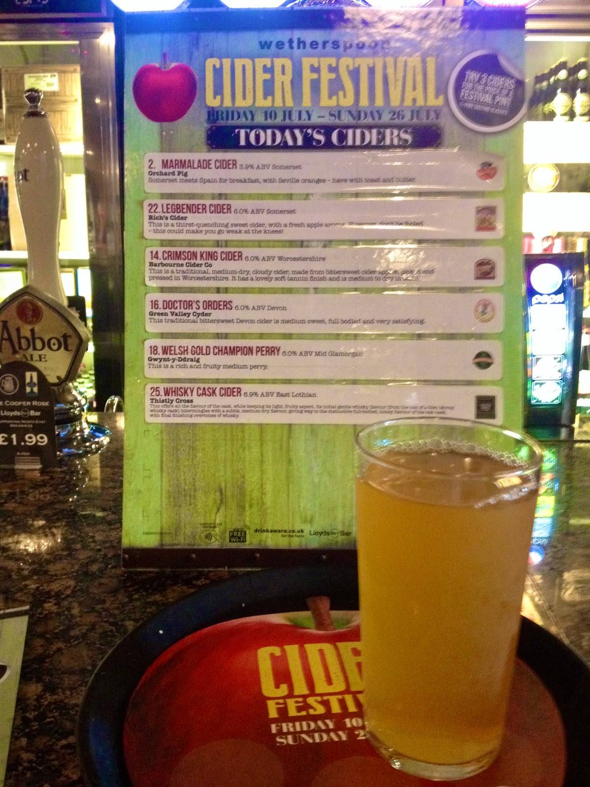 Menu at The Cooper Rose - JD Wetherspoon pub & bar, Sunderland