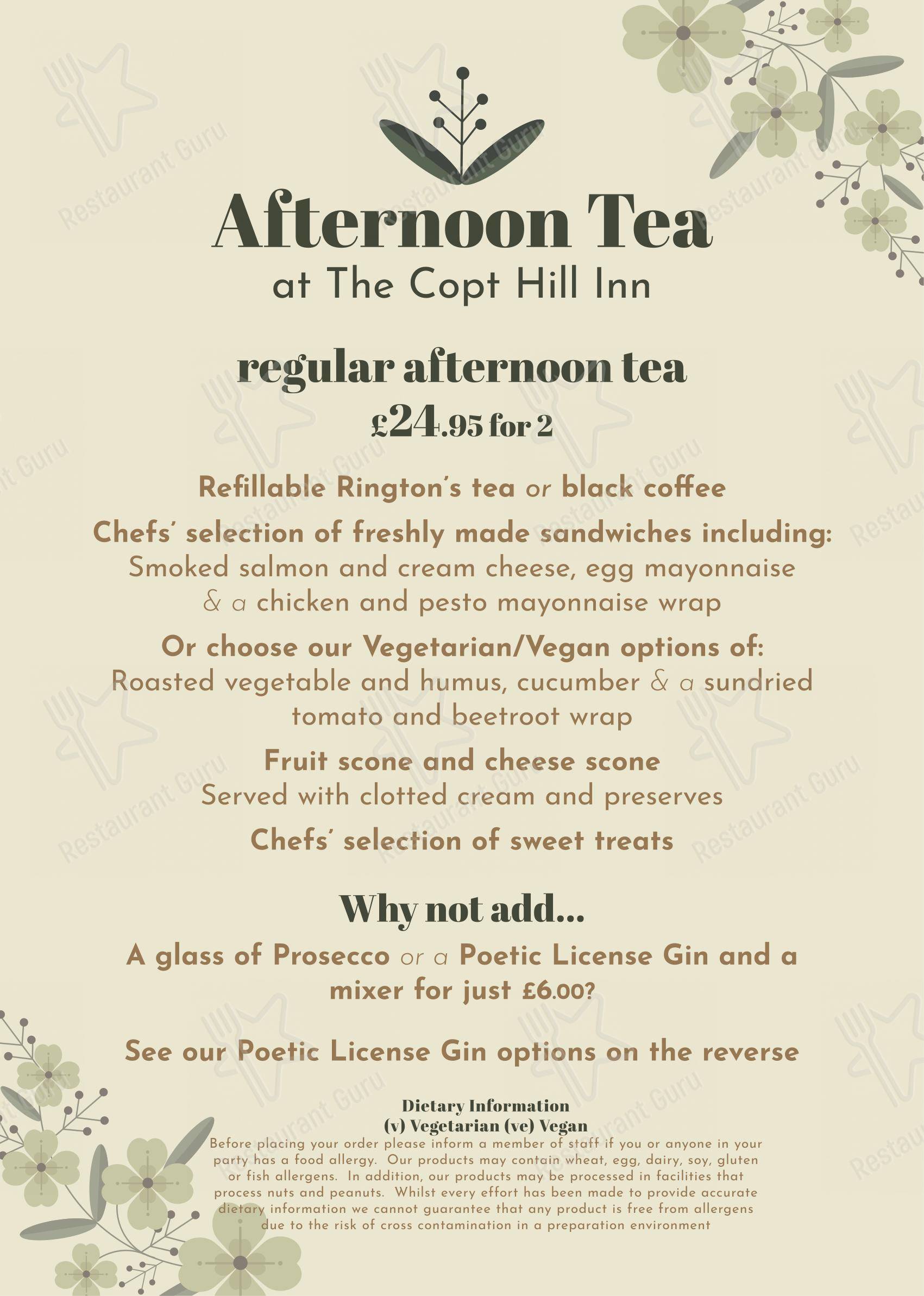 Menu at The Copt Hill Country Inn pub & bar, Houghton le Spring