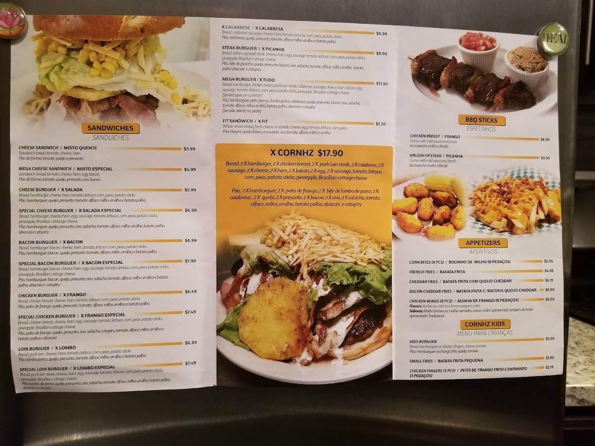 Menu at The Corn House restaurant, Marietta