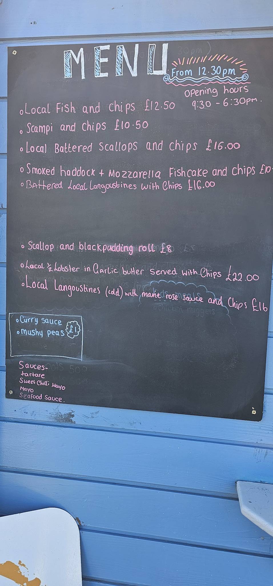 Menu at The Creel Seafood Bar, Fionnphort