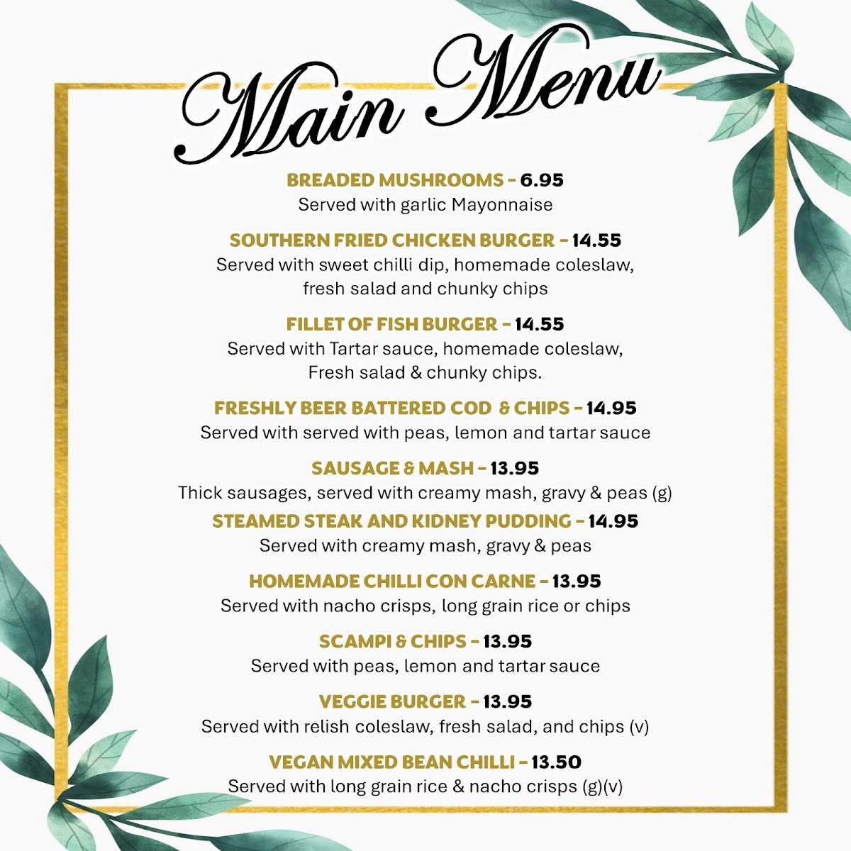 Menu at The Cricketers pub & bar, Guildford