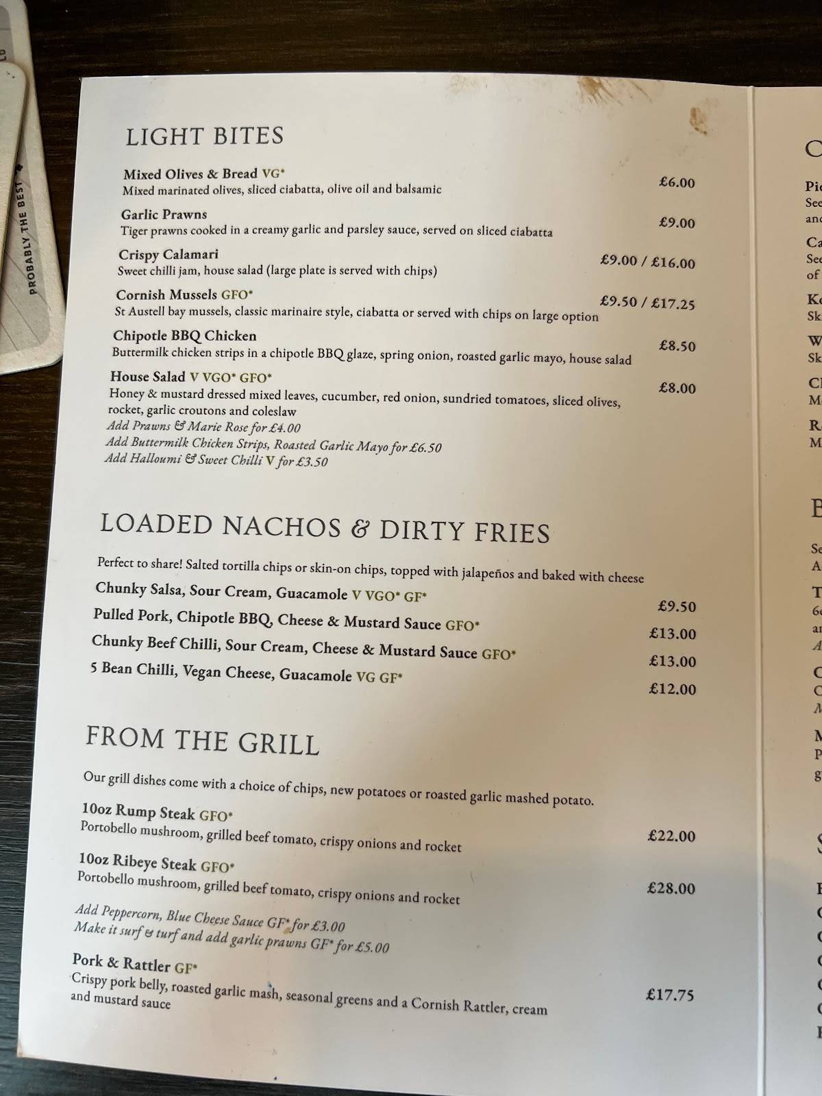 Menu at The Crown Inn pub & bar, Saint Ewe, Churchtown Cottage