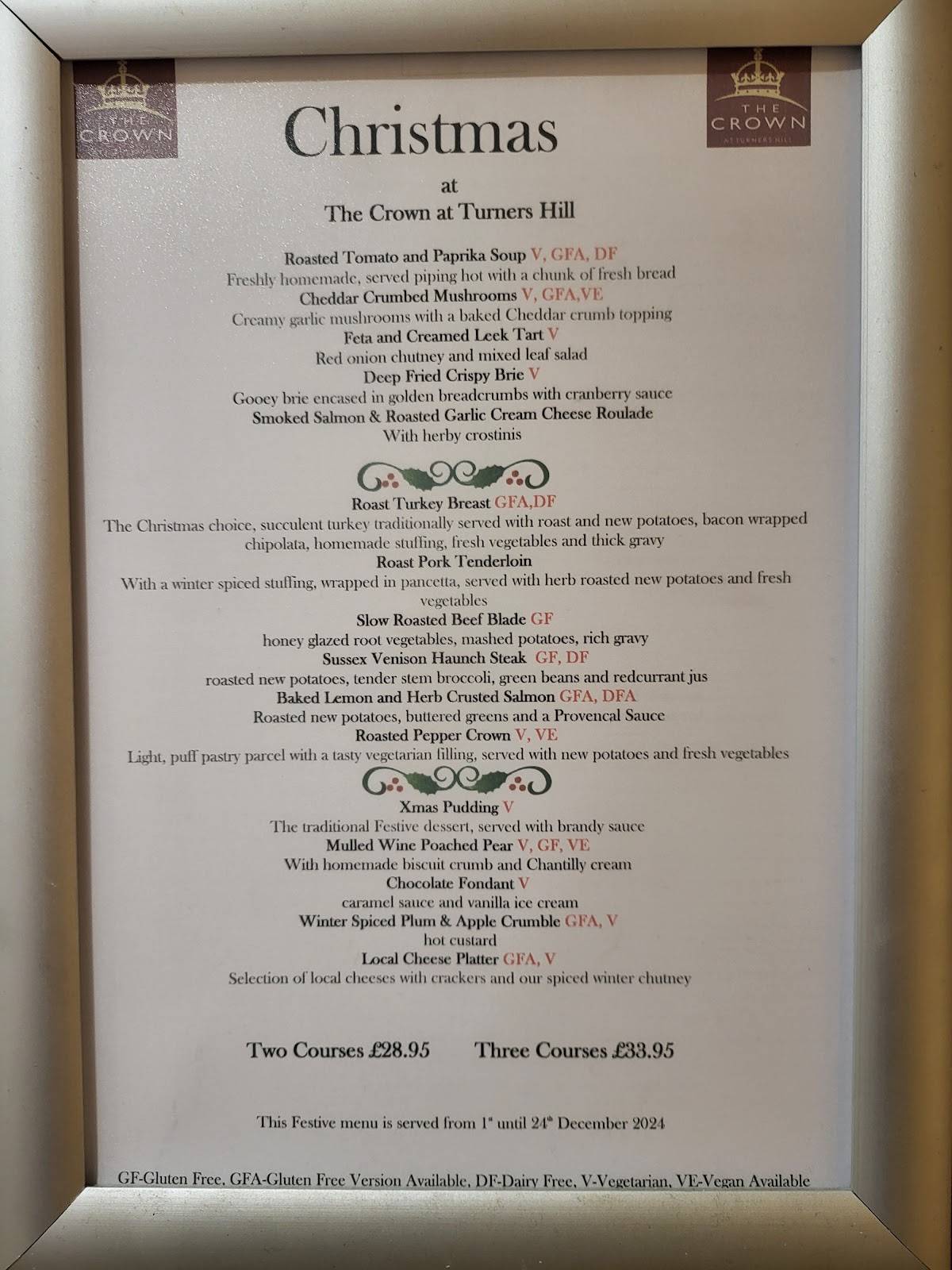 Menu at The Crown at Turners Hill pub & bar, Crawley Down, East St