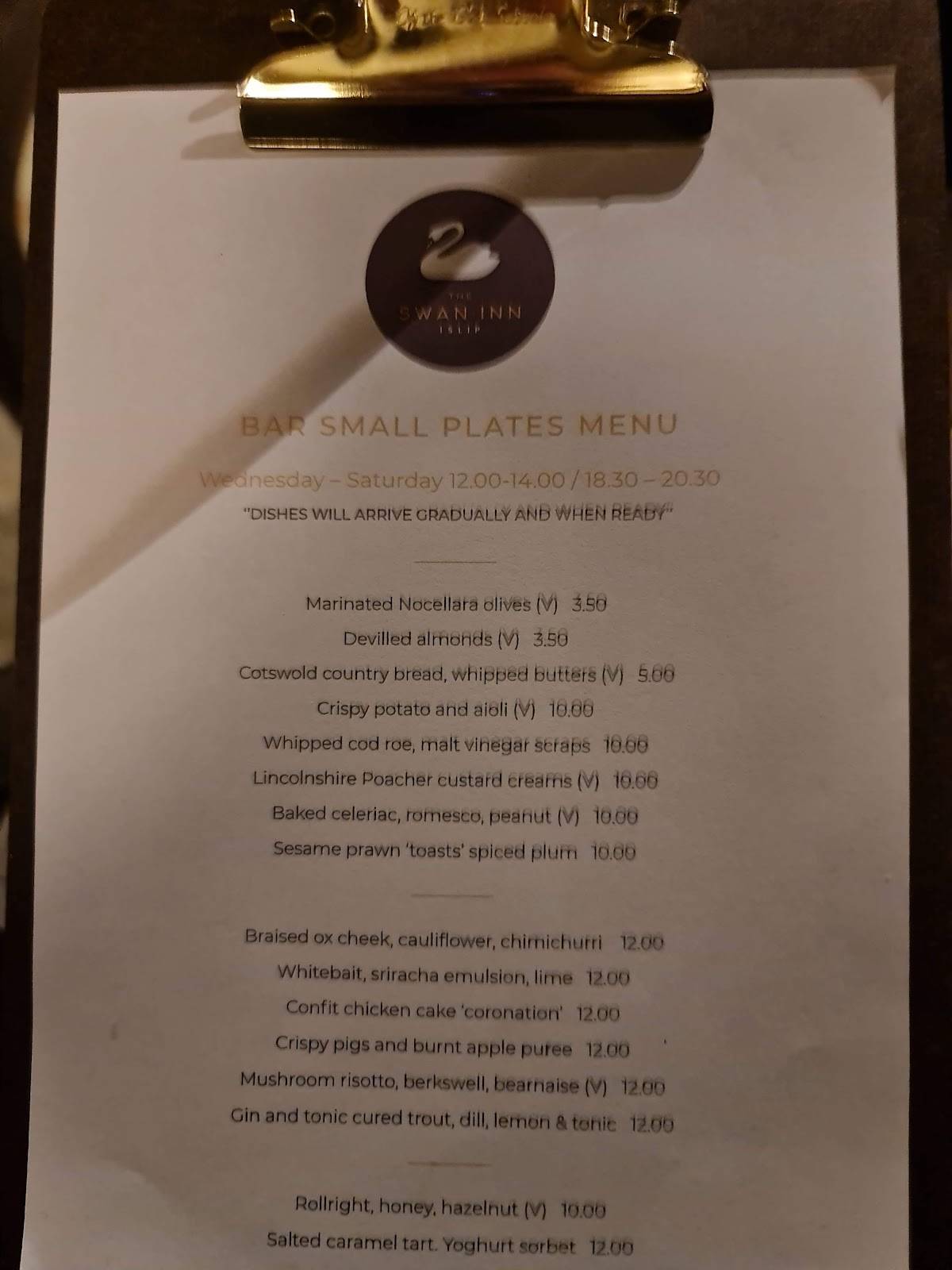 Menu at The Cygnet at Swan Inn Islip pub & bar, Islip, 1 Lower St