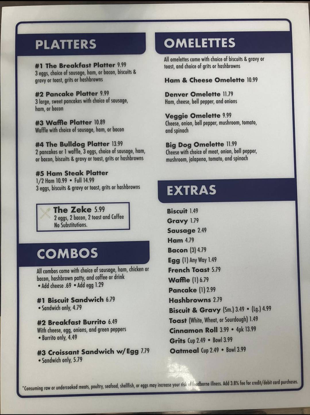 Menu at The Dari restaurant, Greenwood