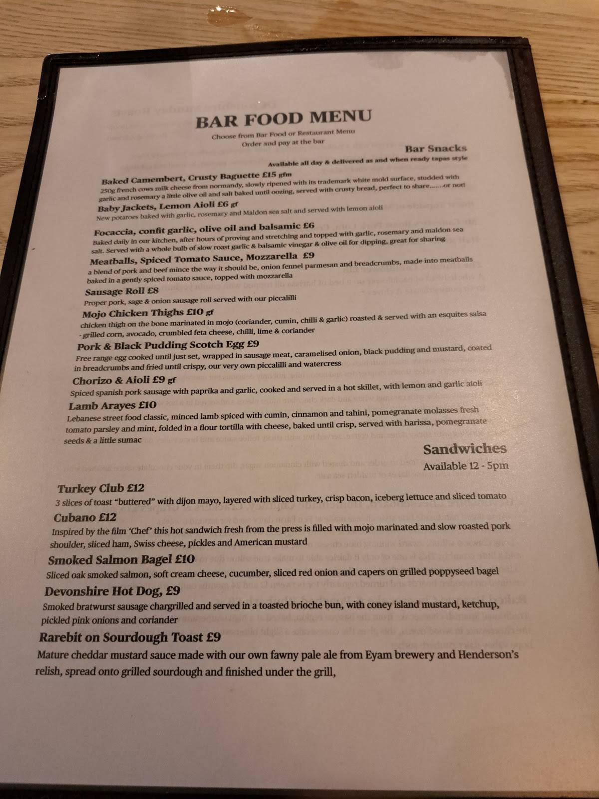 Menu at The Devonshire Arms pub & bar, Baslow, Nether End