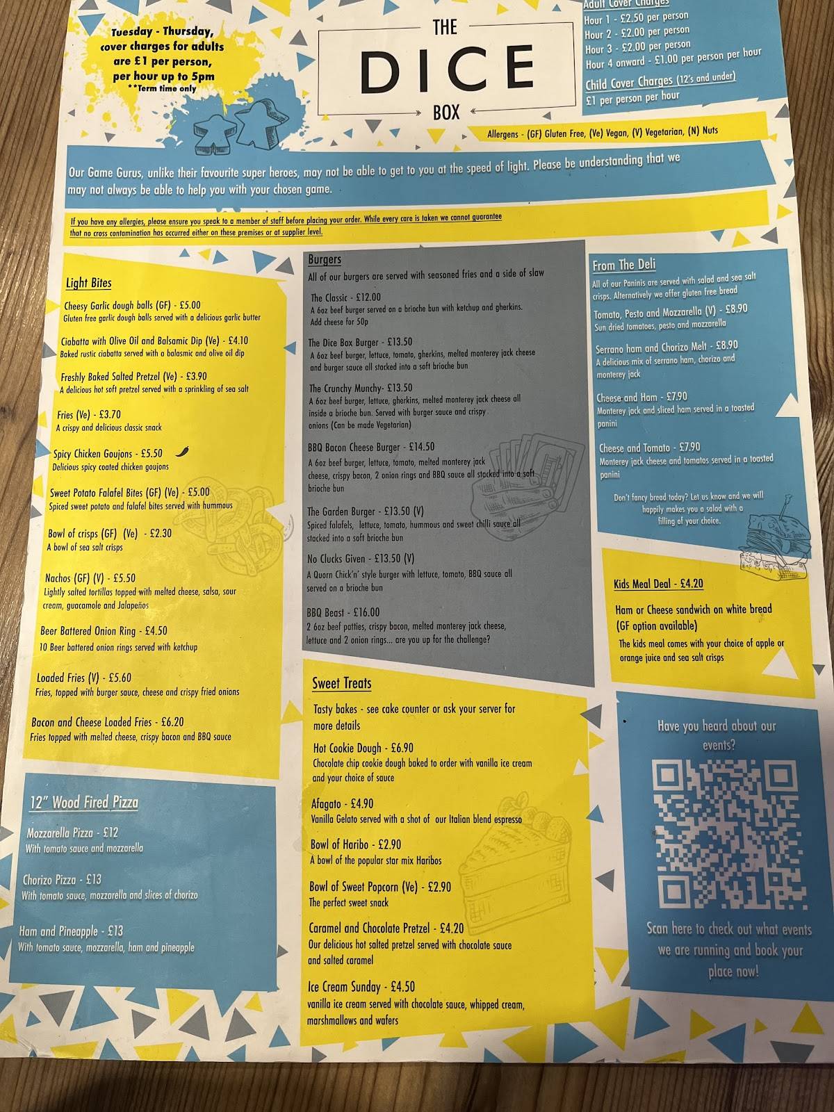 Menu at The Dice Box Cafe Peterborough, Peterborough