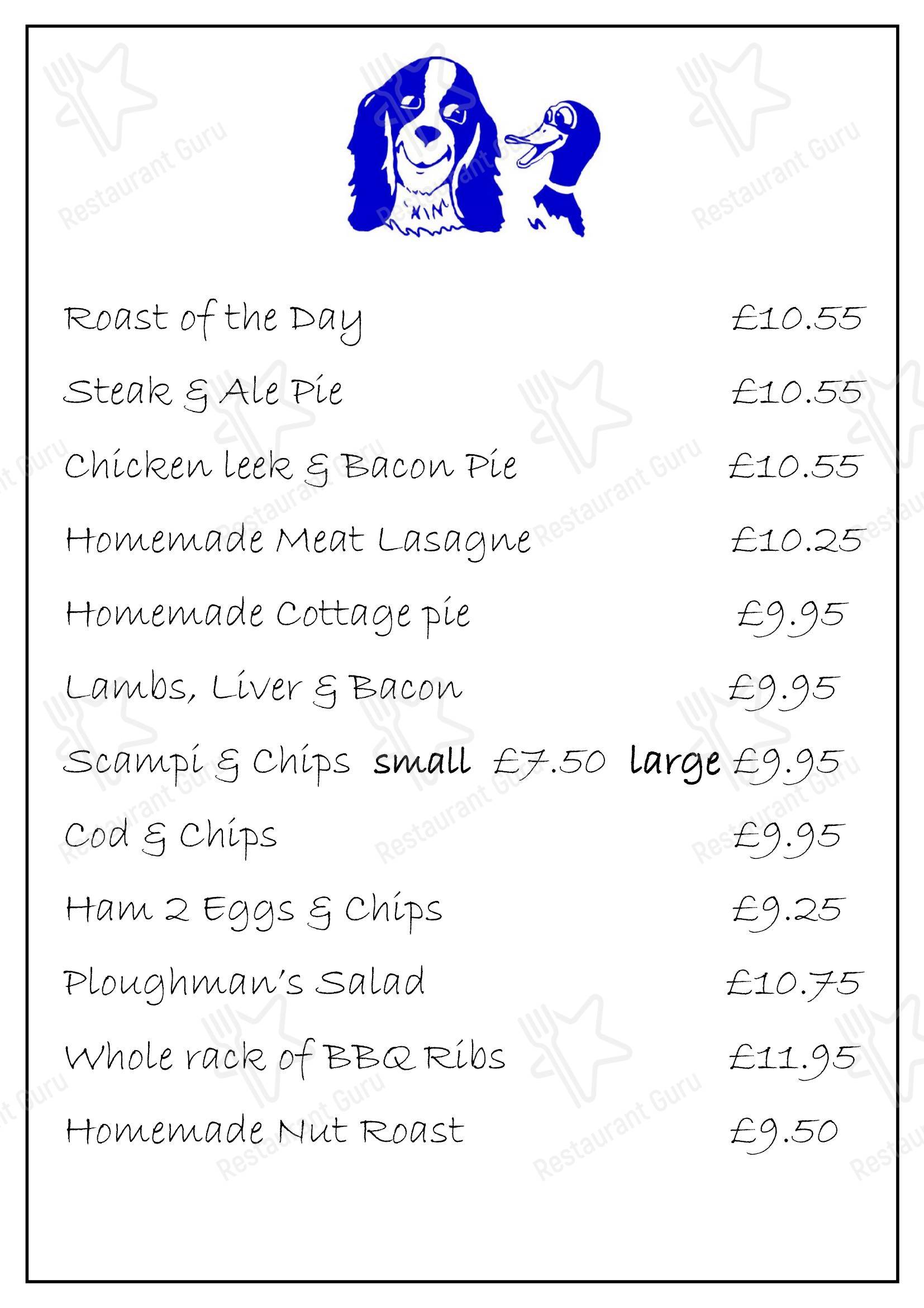 Menu at The Dog and Duck Inn pub & bar, Wingham