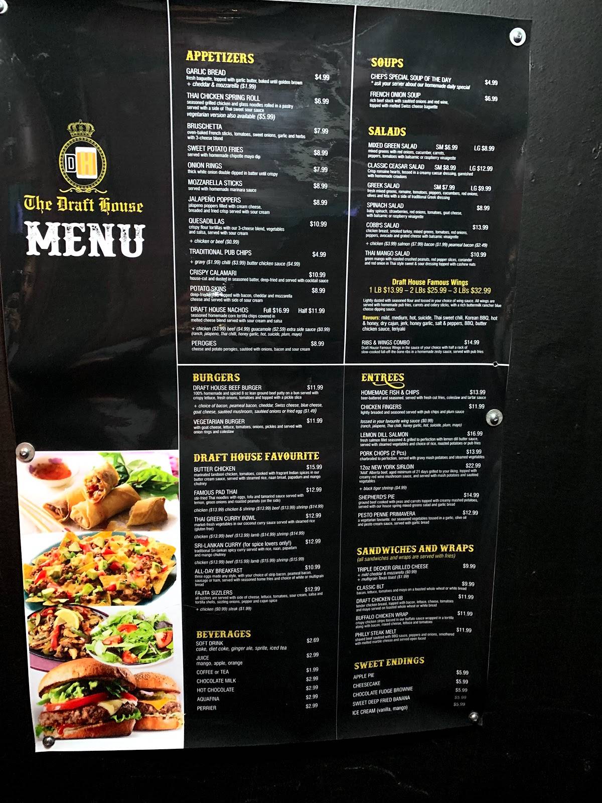 Menu at The Draft House pub & bar, Toronto