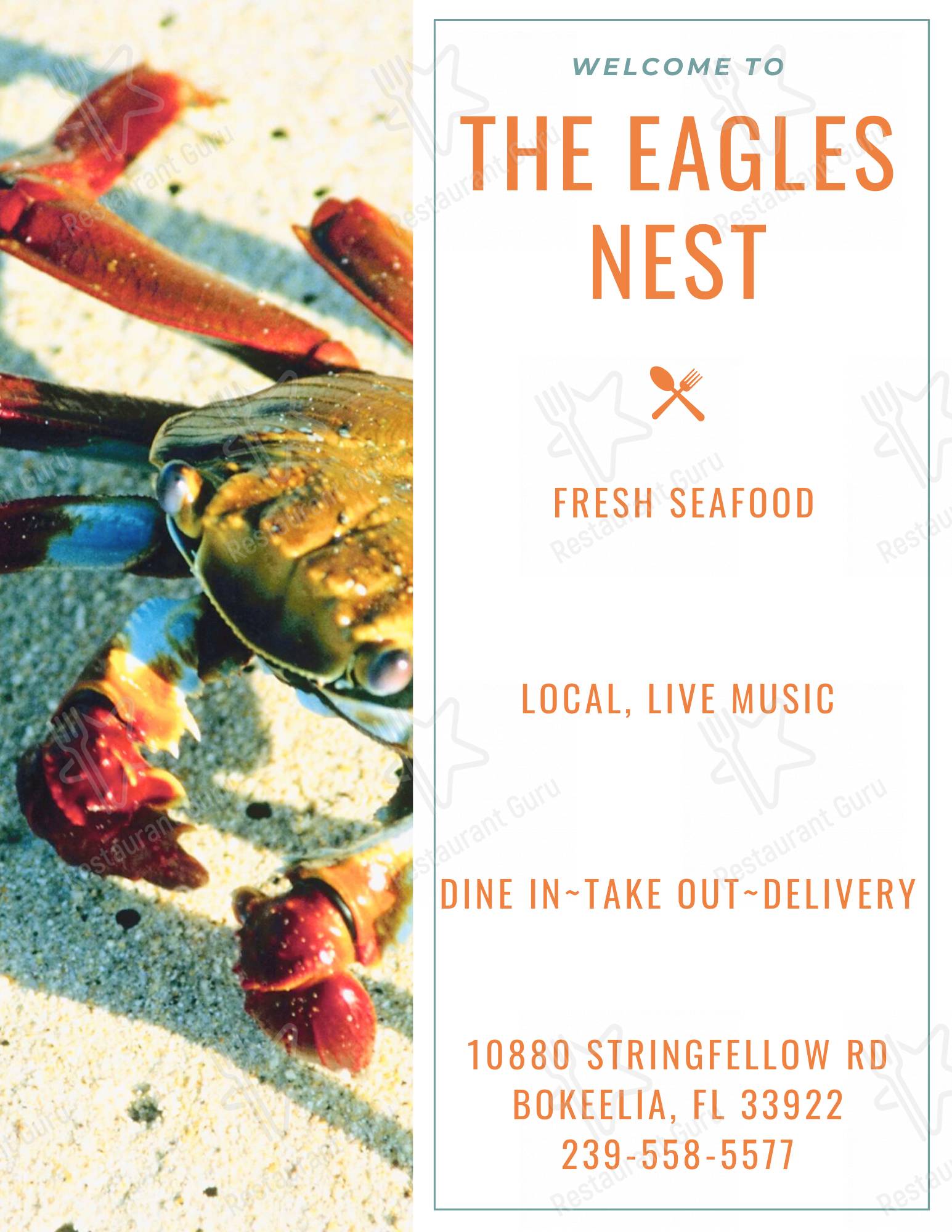 Menu at The Eagle's Nest Restaurant, Bokeelia