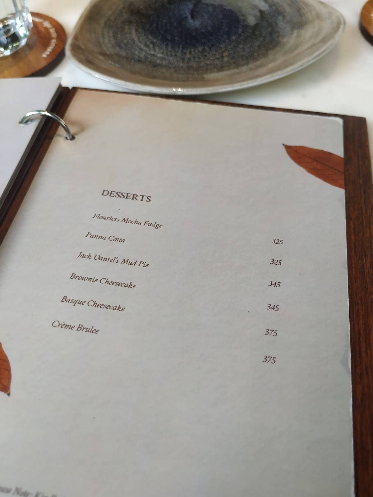 Menu at The Entrance Cafe, Chennai