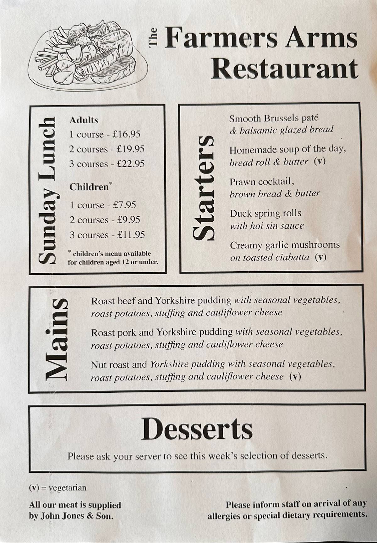Menu at The Farmers Arms pub & bar, Ruthin