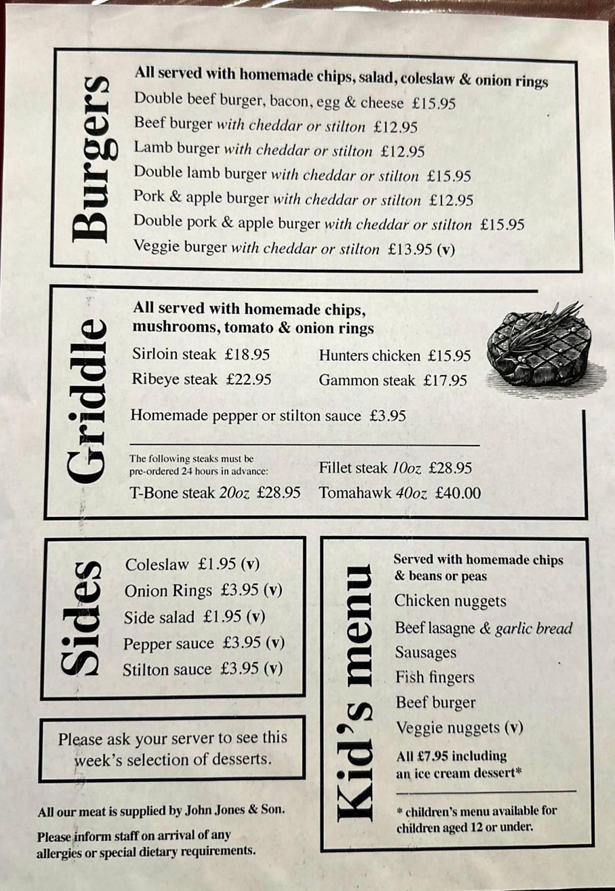 Menu at The Farmers Arms pub & bar, Ruthin