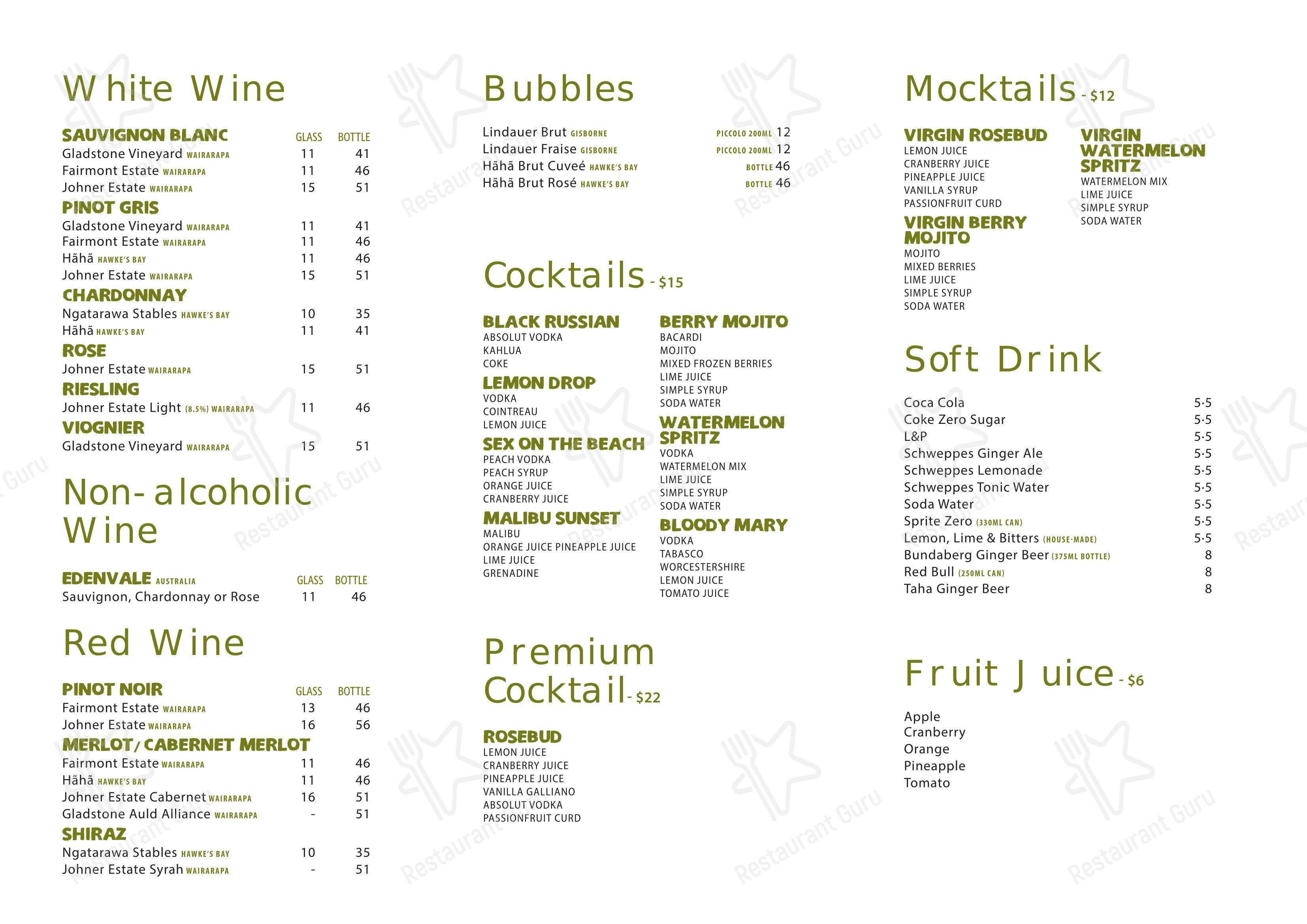 Menu at The Farriers Bar & Eatery, Masterton