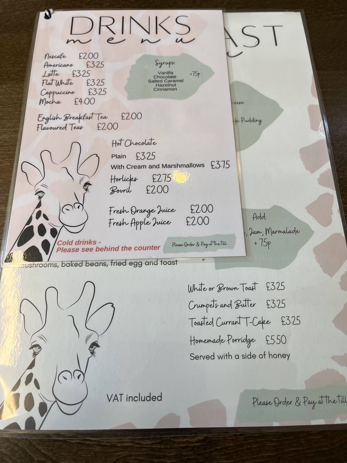 Menu at The Fat Giraffe restaurant, Burnley, 3 Church St