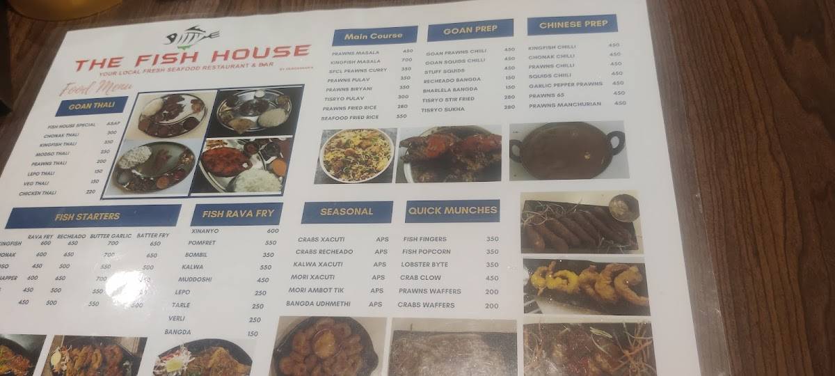Menu at The Fish House ( family Restaurant), Panaji