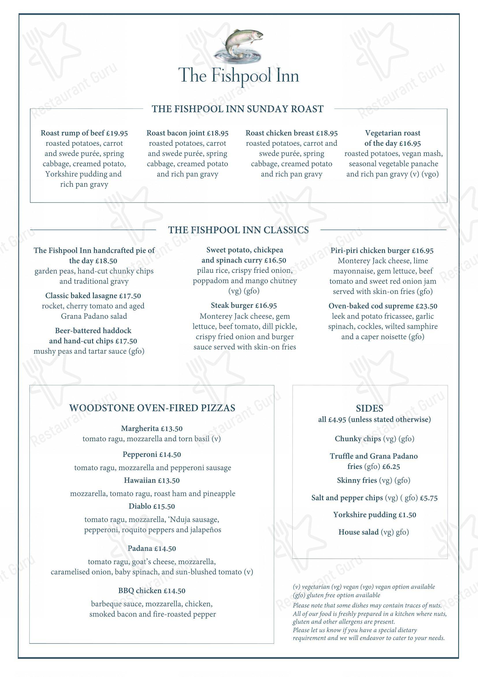 Menu at The Fishpool Inn pub & bar, Delamere