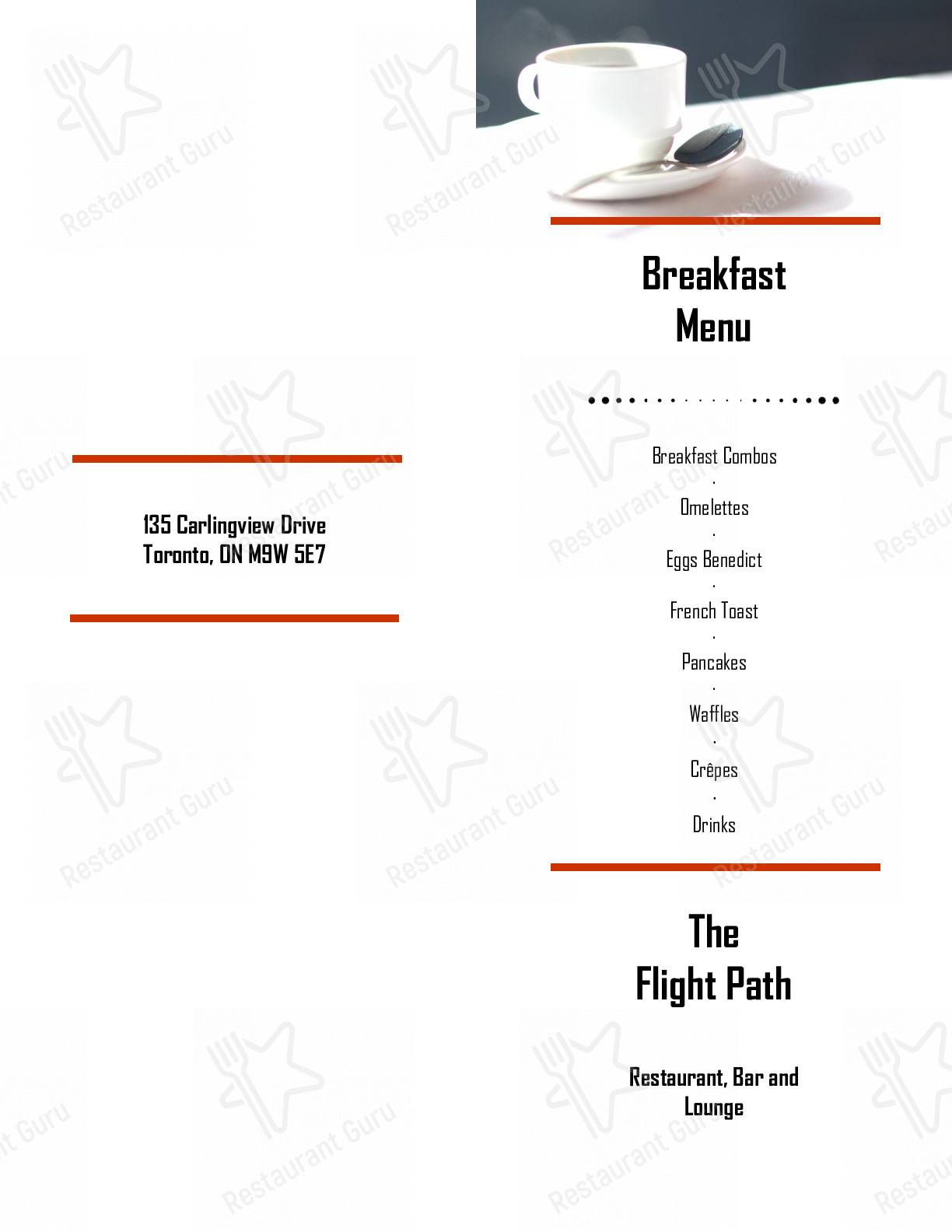 Menu at The Flight Path Restaurant & Bar, Toronto