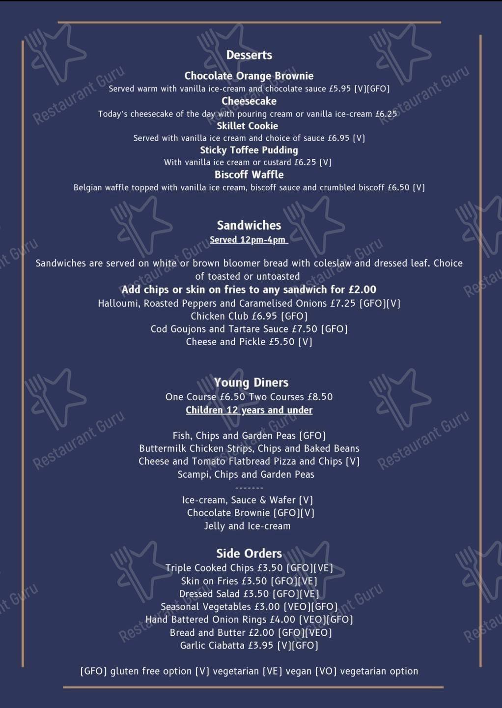 Menu at The Fox and Hounds restaurant, Pontefract, Doncaster Road