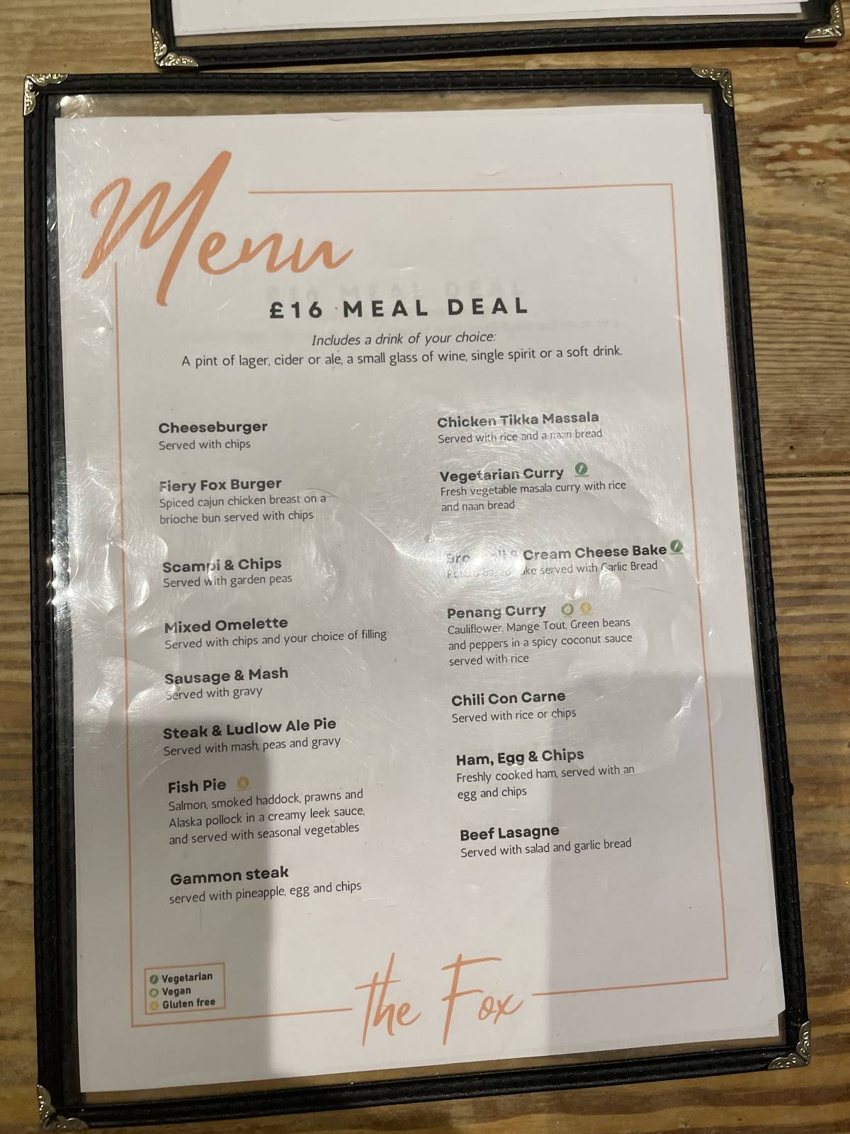Menu at The Fox pub & bar, Much Wenlock