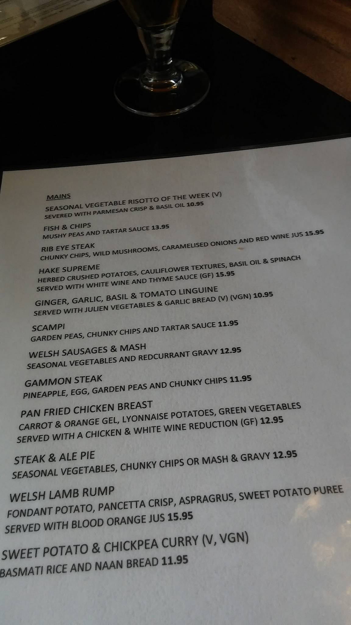 Menu at The Gazelle Hotel pub & bar, Menai Bridge, Glyn Garth