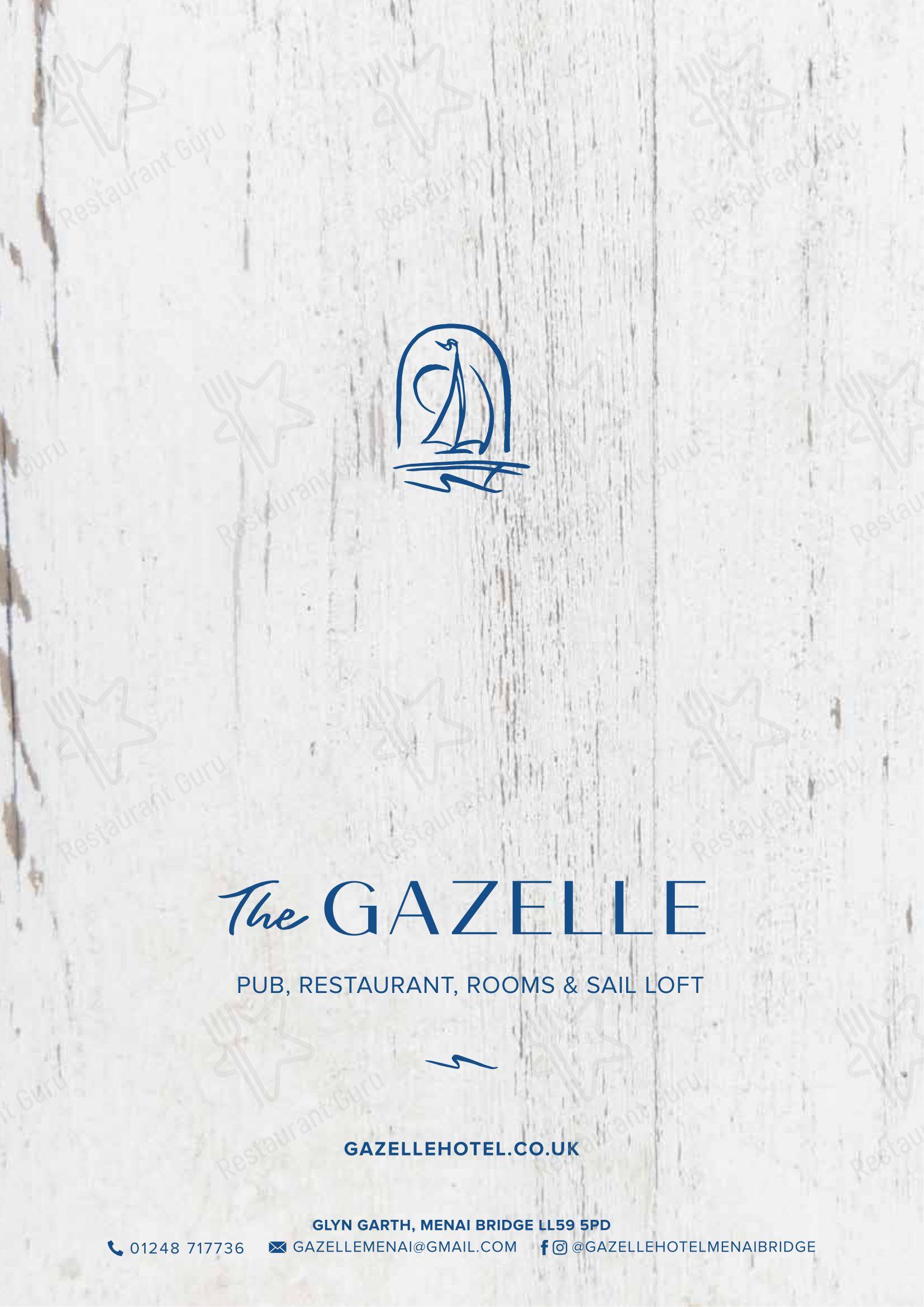 Menu at The Gazelle Hotel pub & bar, Menai Bridge, Glyngarth