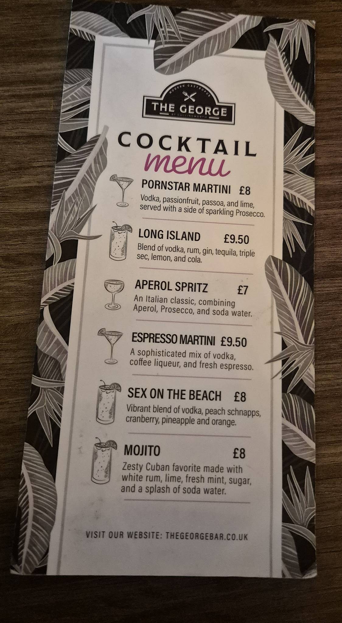 Menu at The George Pub, Cullingworth