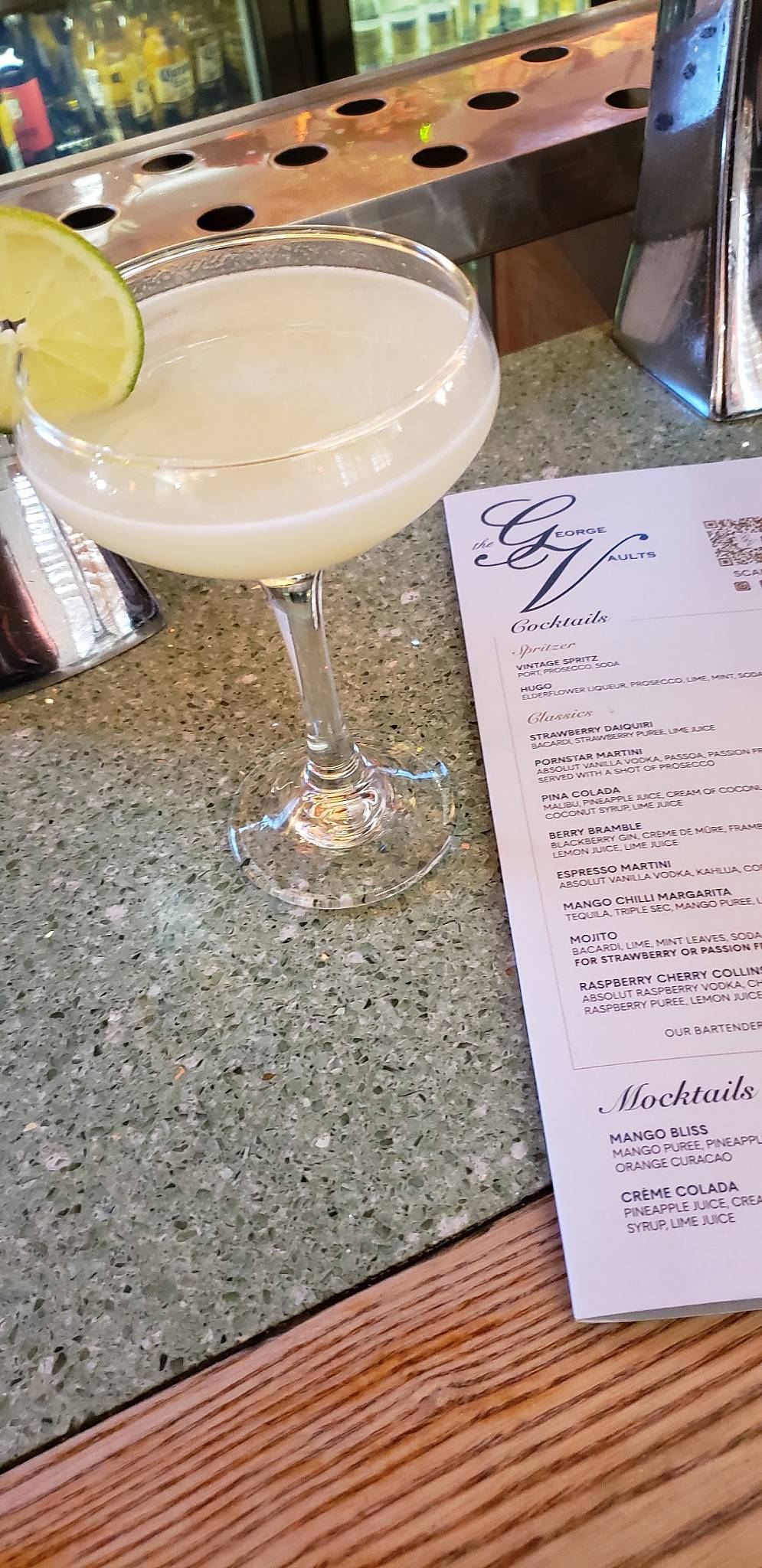Menu at The George Vaults restaurant, Rochester