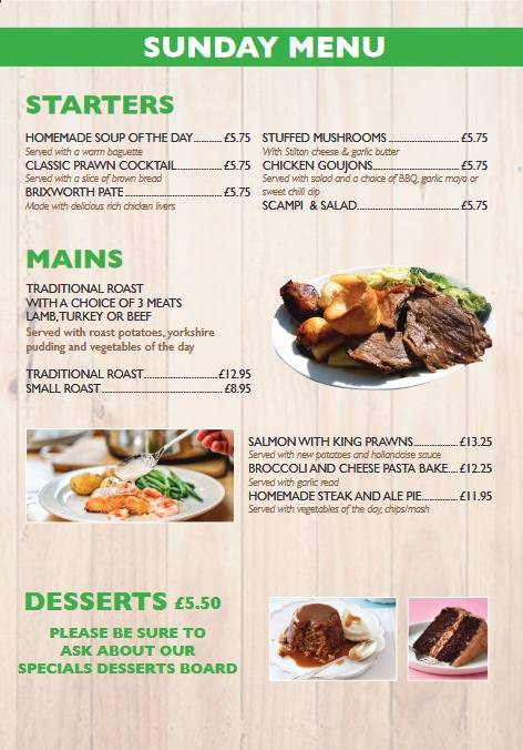 Menu at The George restaurant, Corby