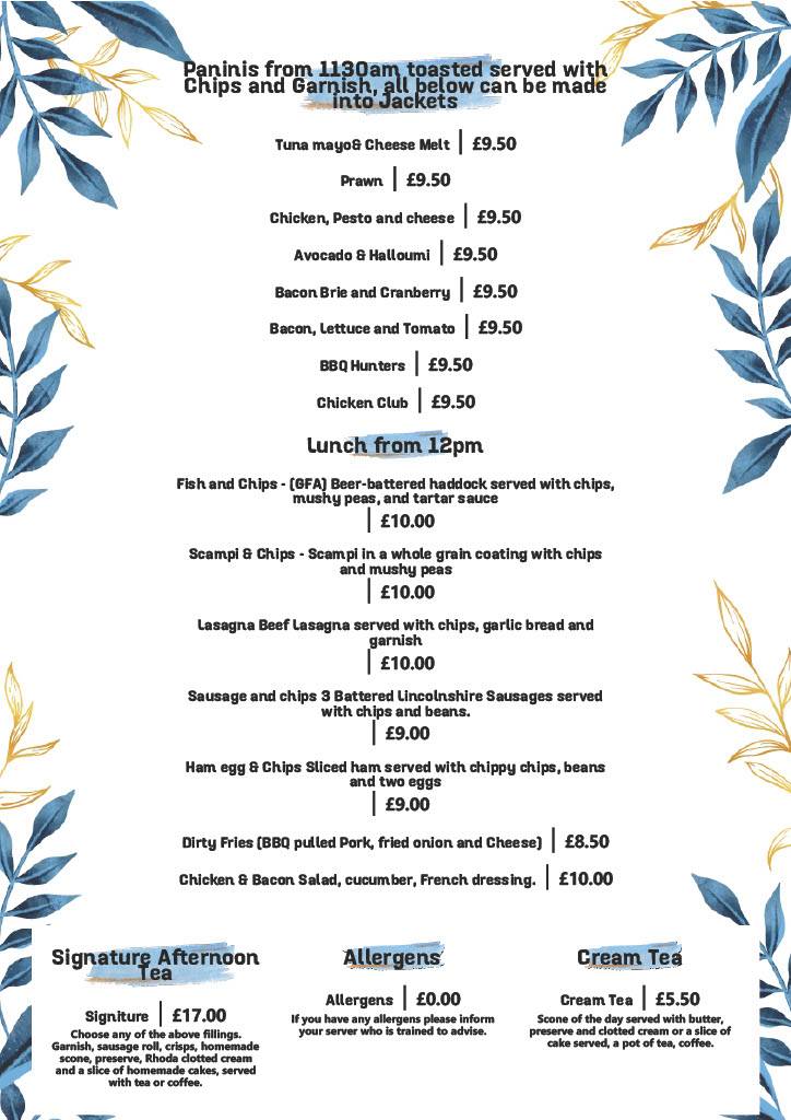 Menu at The Gingerbread House - Tea Room cafe, Grimsby