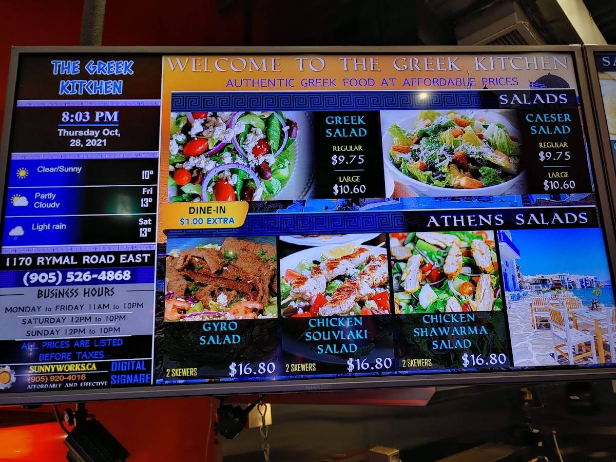 Menu at The Greek Kitchen restaurant, Hamilton