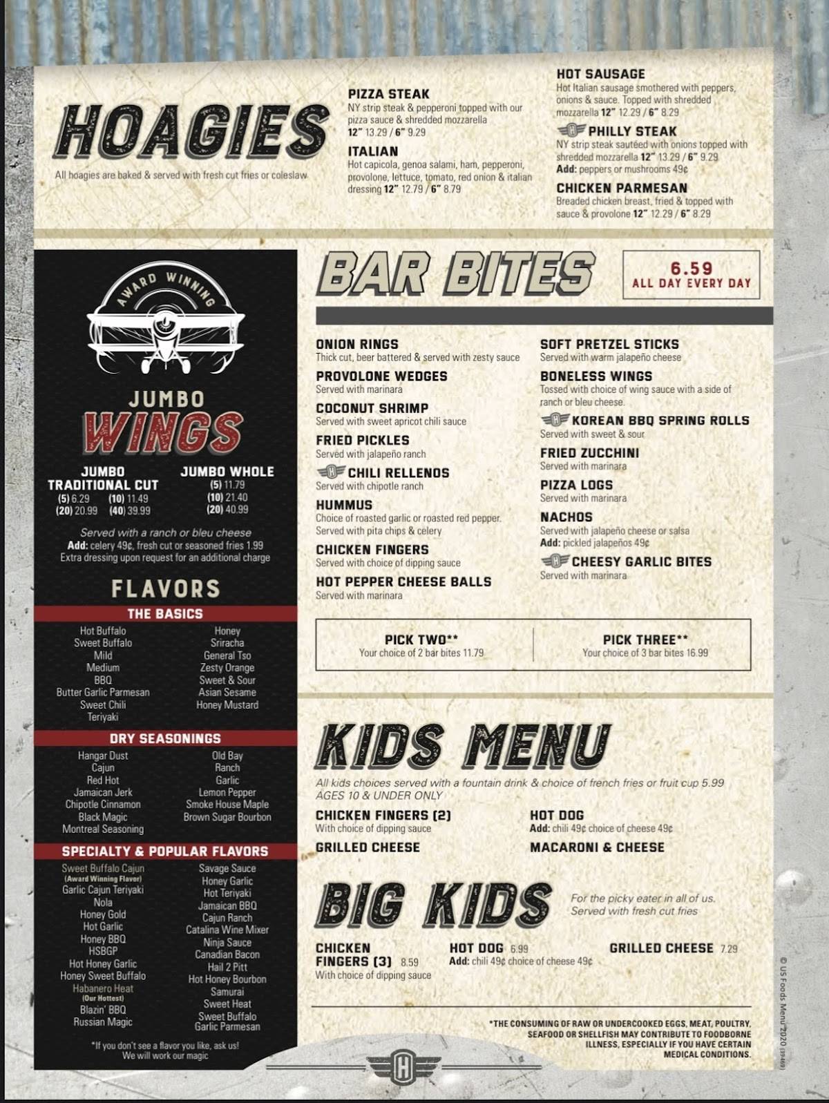 Menu at The Hangar pub & bar, Moon