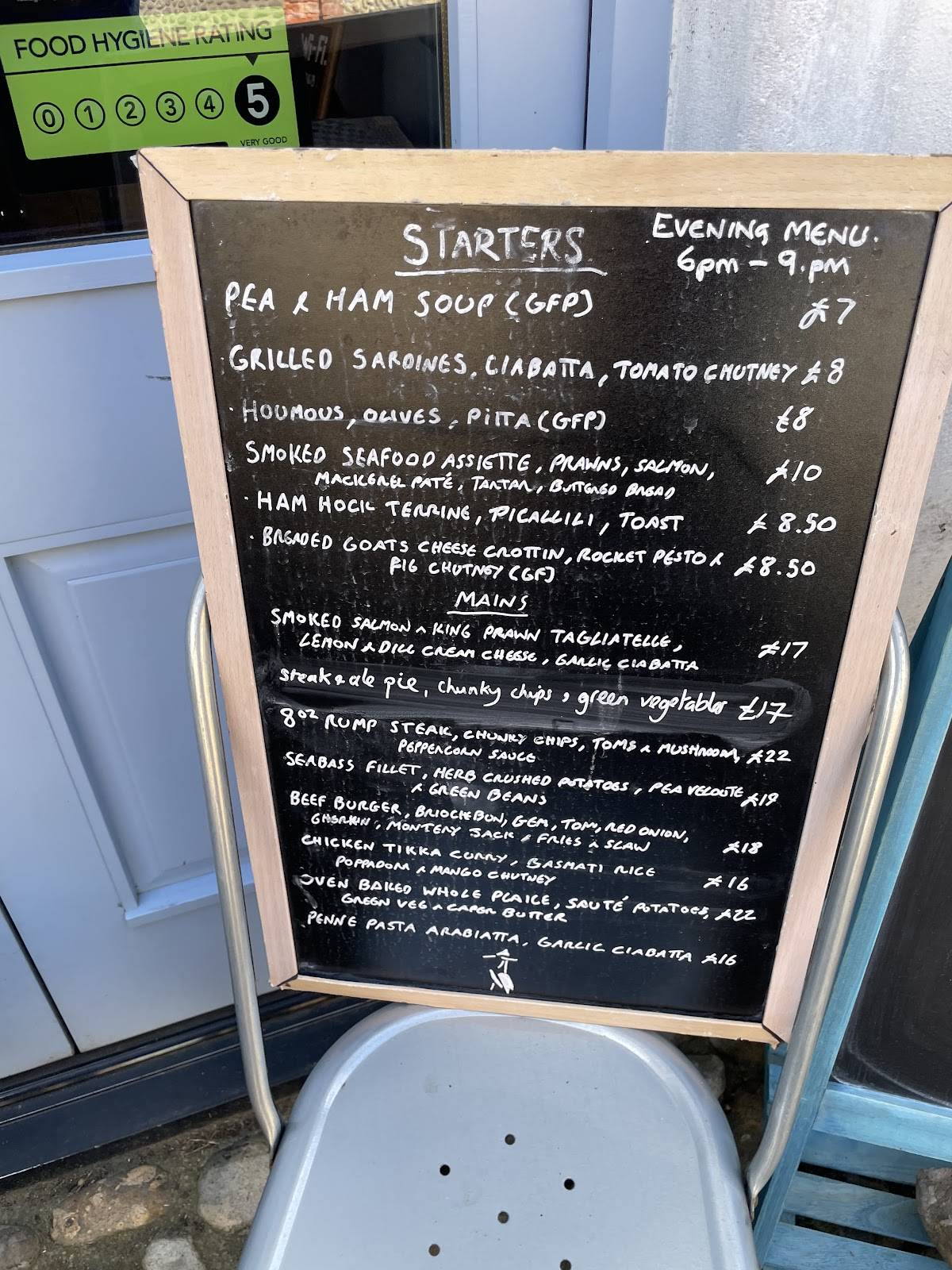 Menu at The Harnser restaurant, Holt