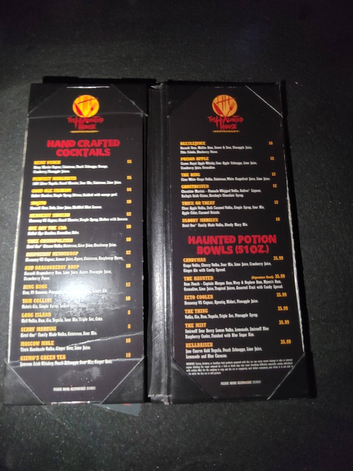 Menu at The Haunted House Restaurant, Cleveland Heights