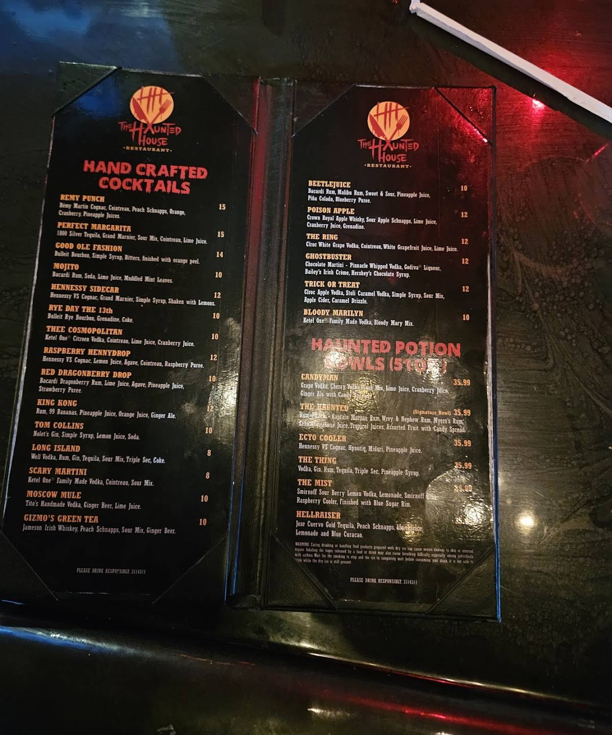 Menu at The Haunted House Restaurant, Cleveland Heights