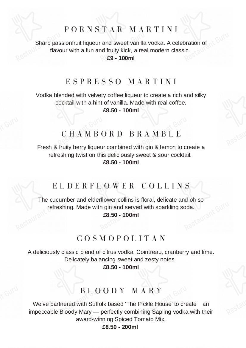 Menu at The Holt Fleet restaurant, Worcester