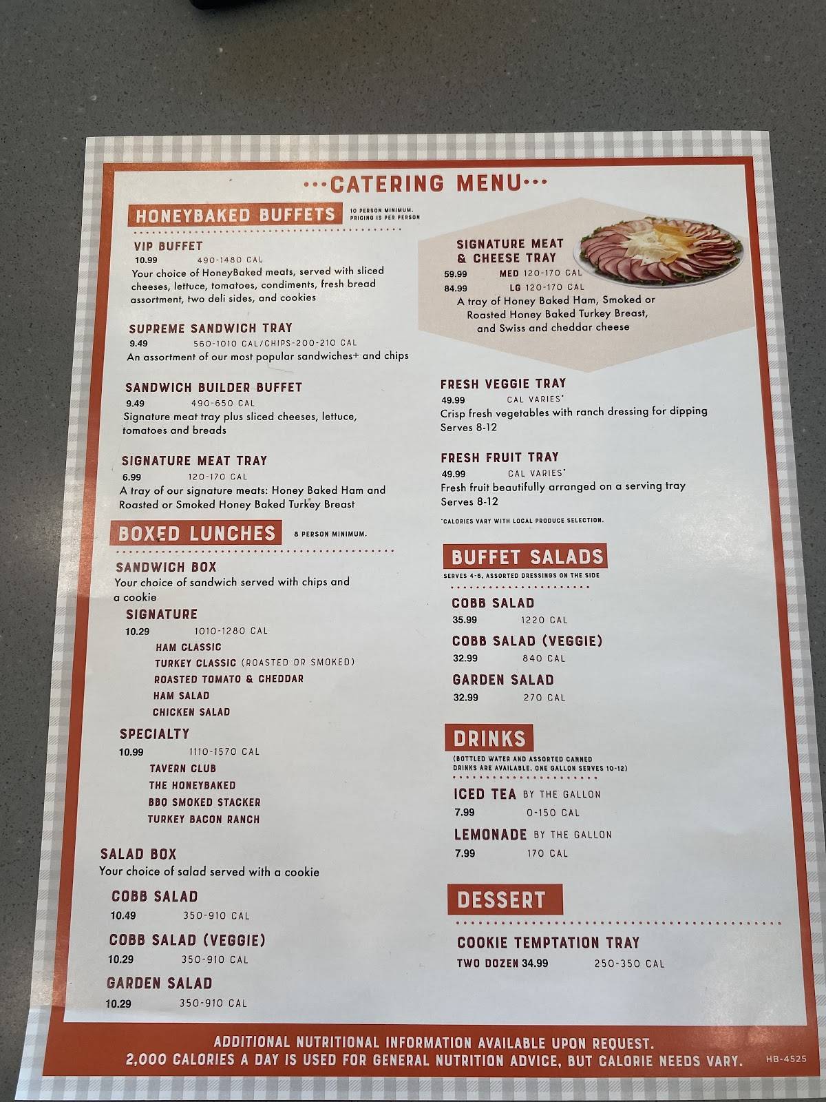 Menu at The Honey Baked Ham Company restaurant, Decatur