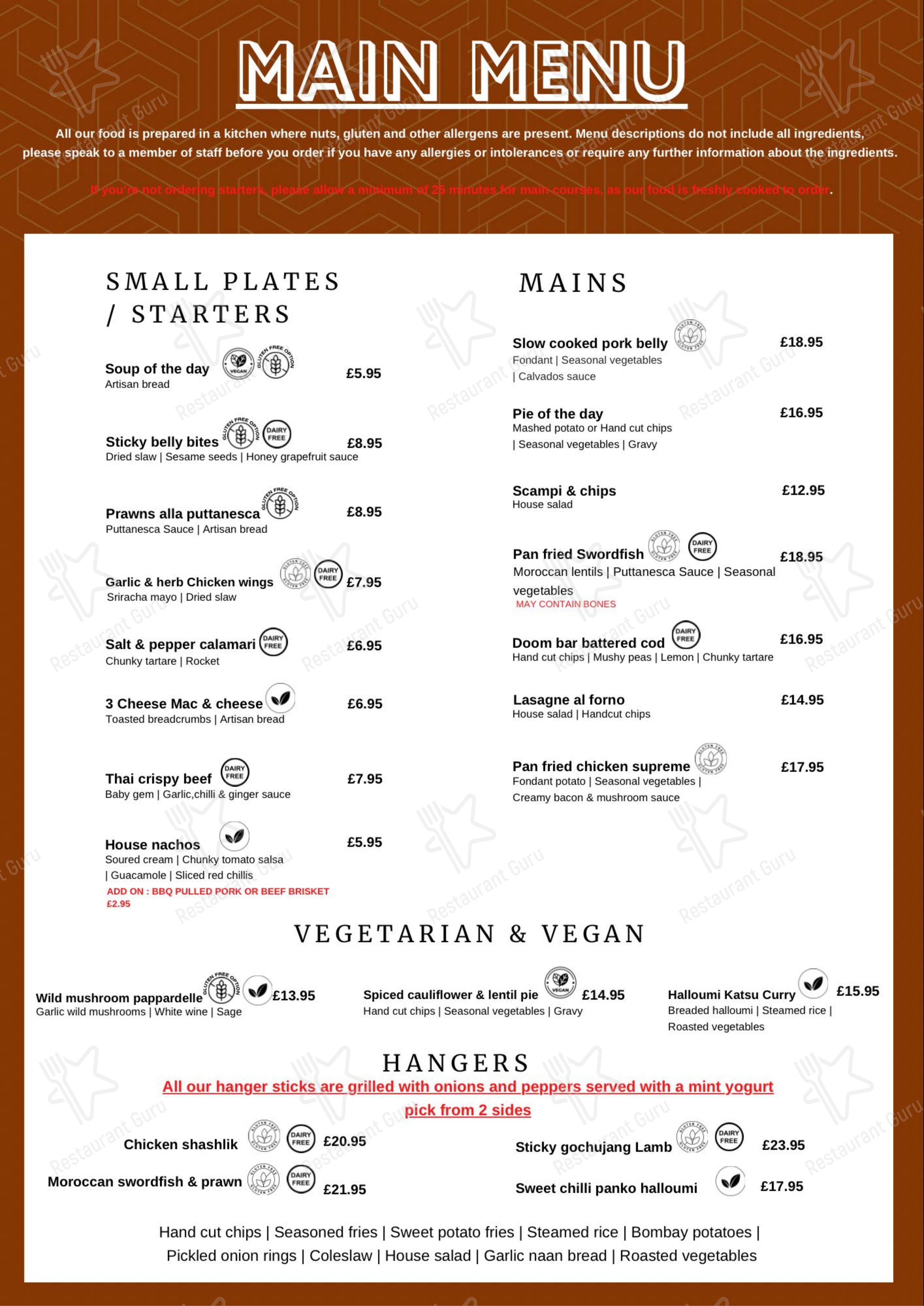 Menu at The Horns Inn, Slitting Mill pub & bar, Rugeley