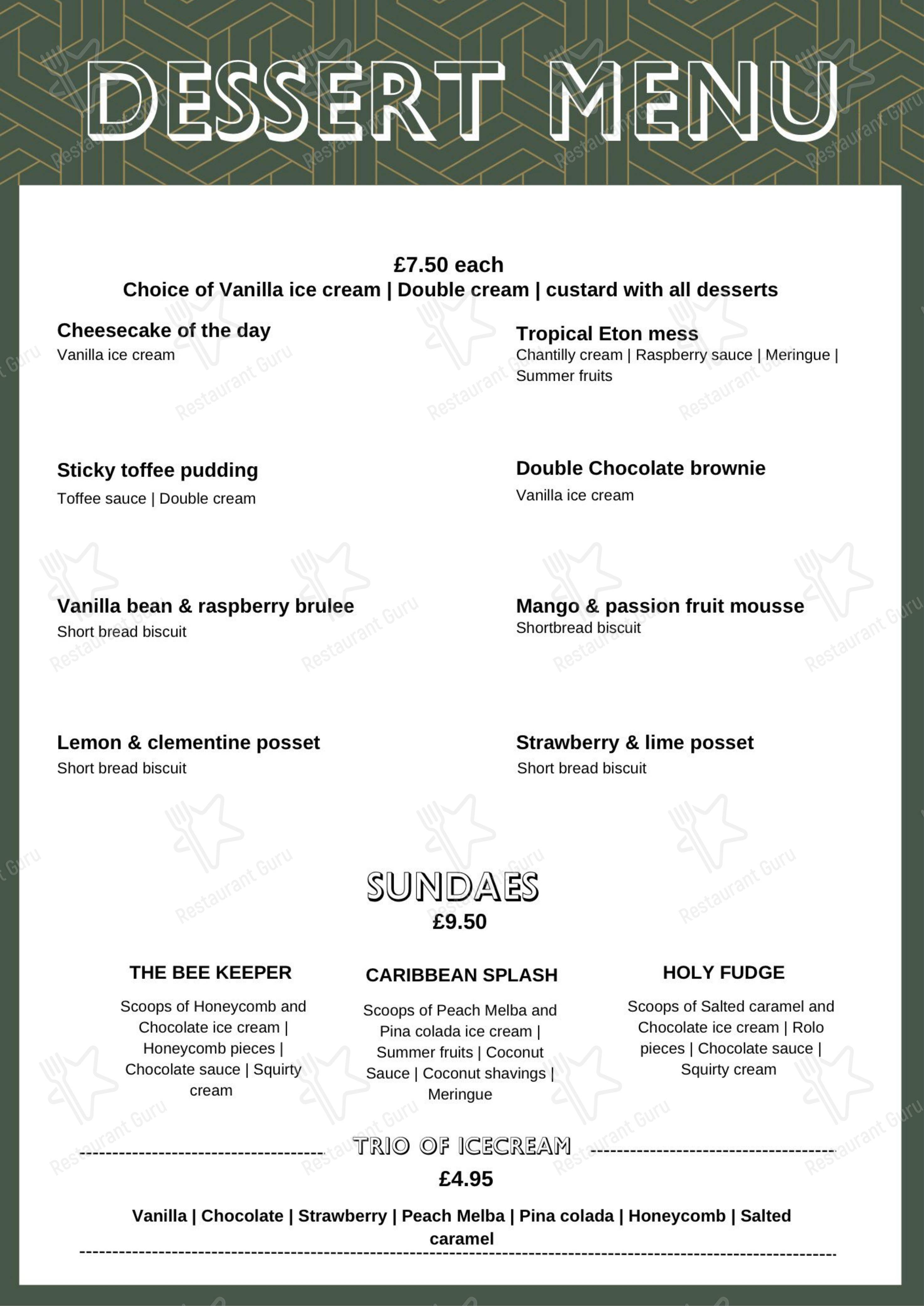 Menu at The Horns Inn, Slitting Mill pub & bar, Rugeley