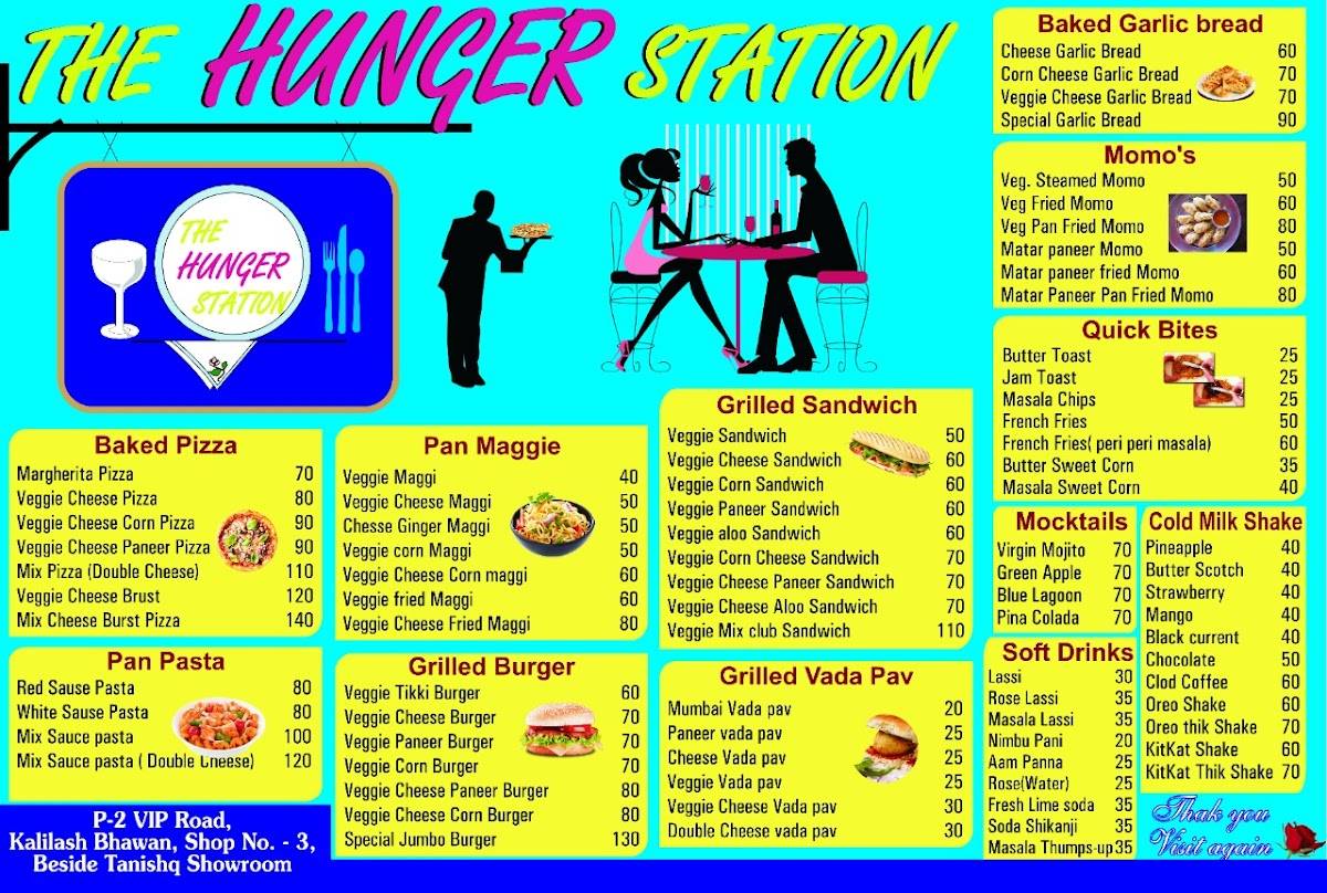 Menu at The Hunger Station, Kolkata