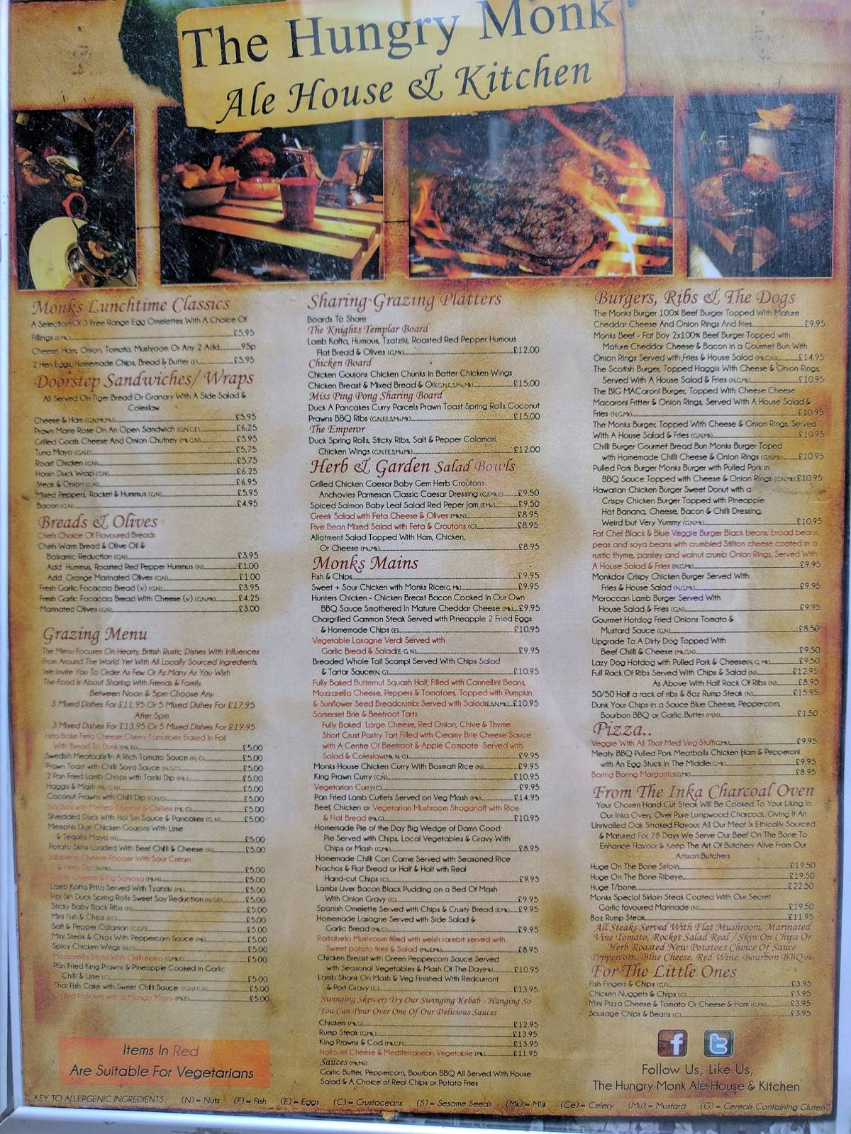 Carta del restaurante The Hungry Monk Ale House & Kitchen, Southport